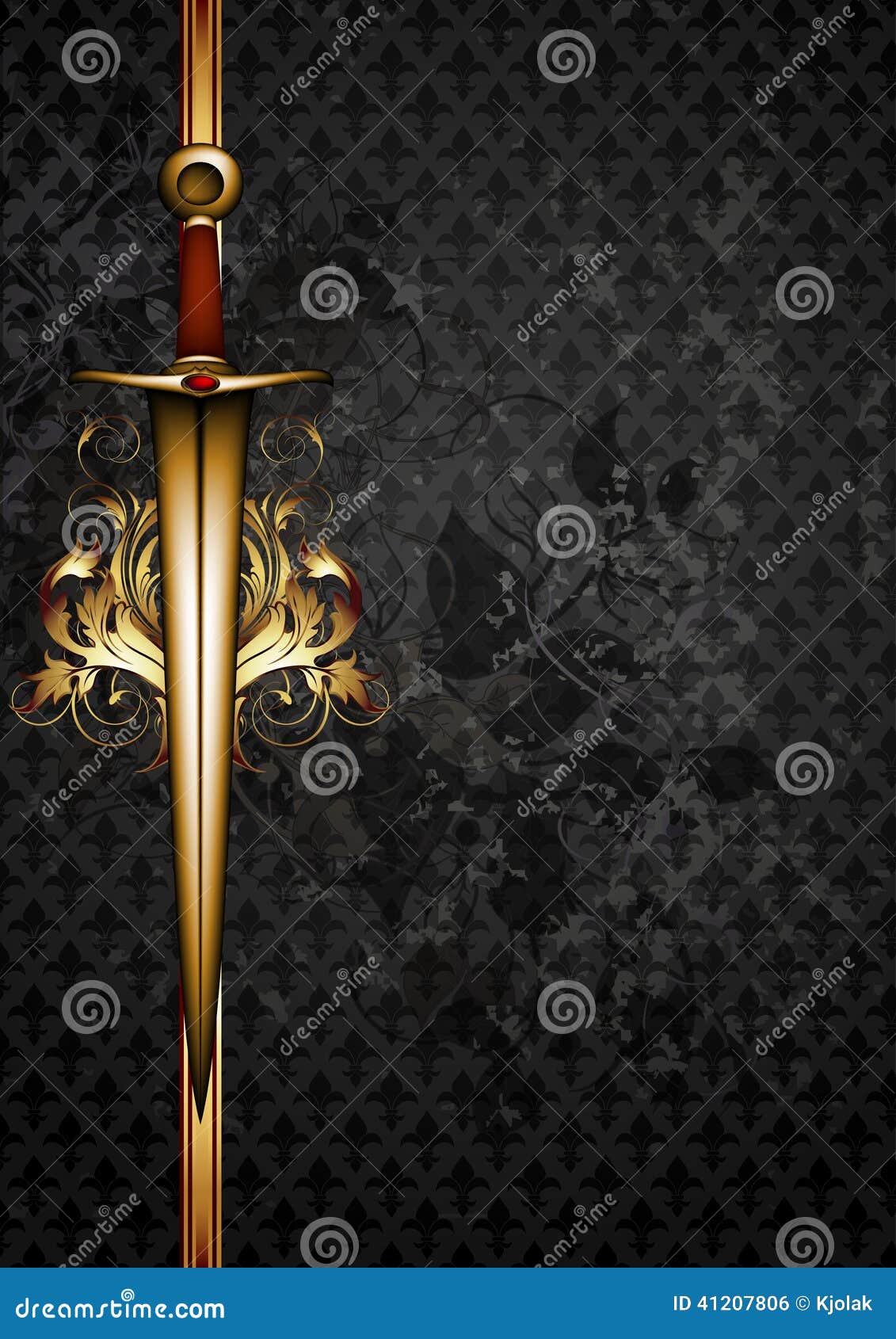 Ornate frame with sword stock vector. Illustration of backdrop - 41207806