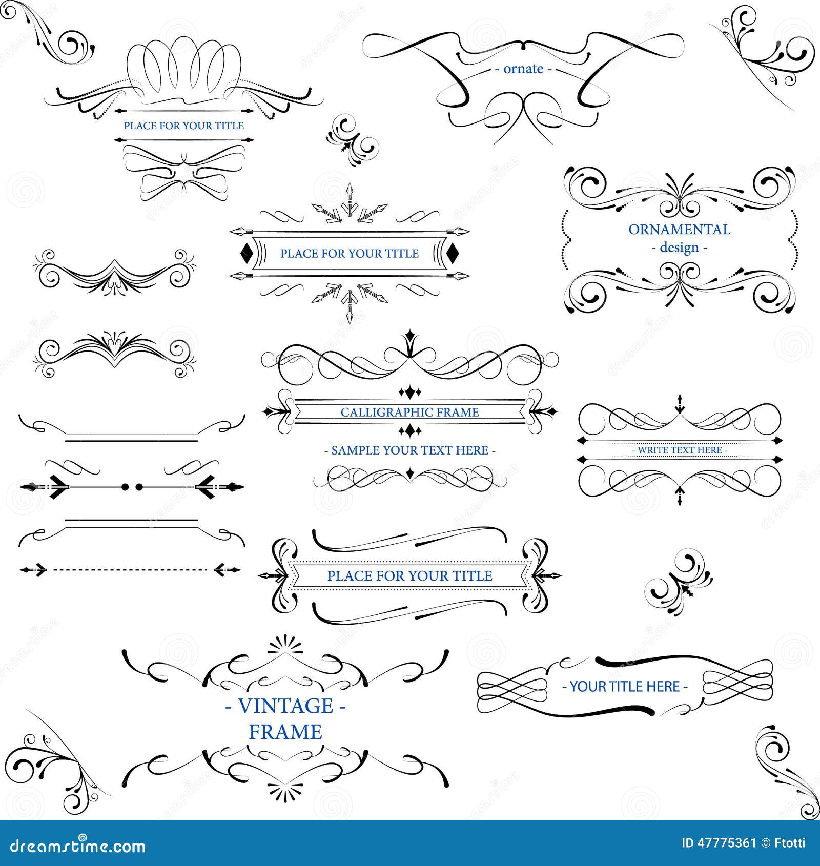 Ornate Frames with Decorative Lines and Vintage Elements Stock Vector ...