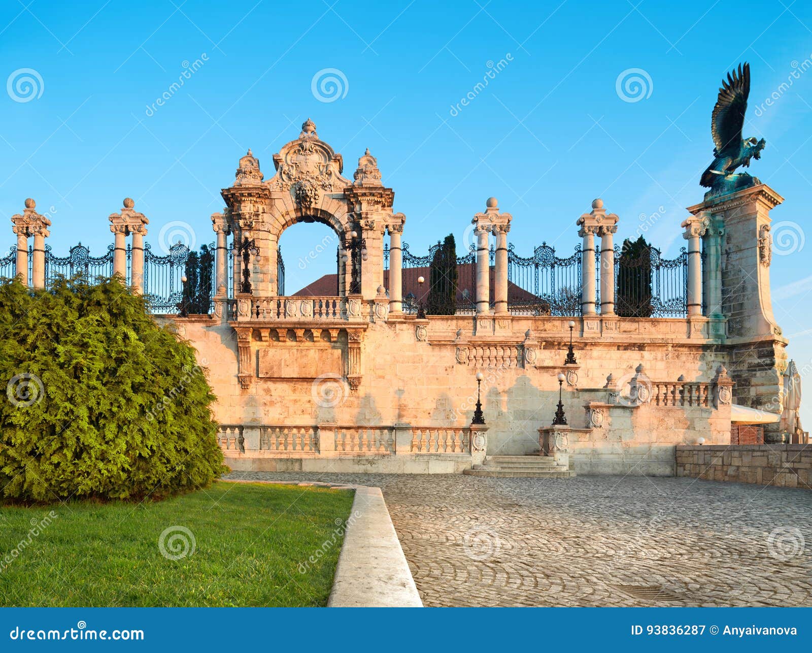 Ornate Gates into Buda Castle in Budapest at Dawn Stock Image - Image ...