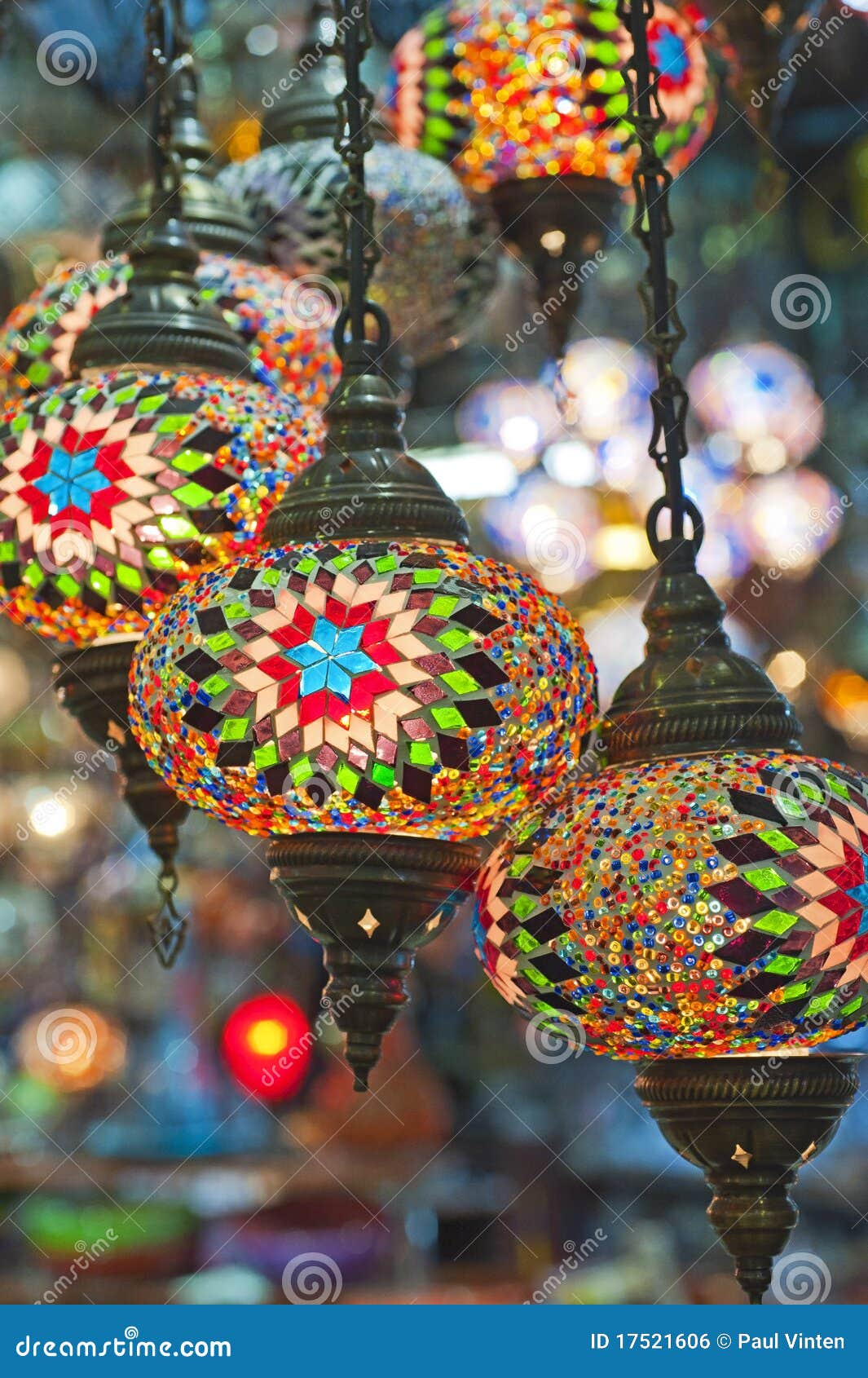 Ornate Glass Lights at a Market Stall Stock Photo - Image of black ...