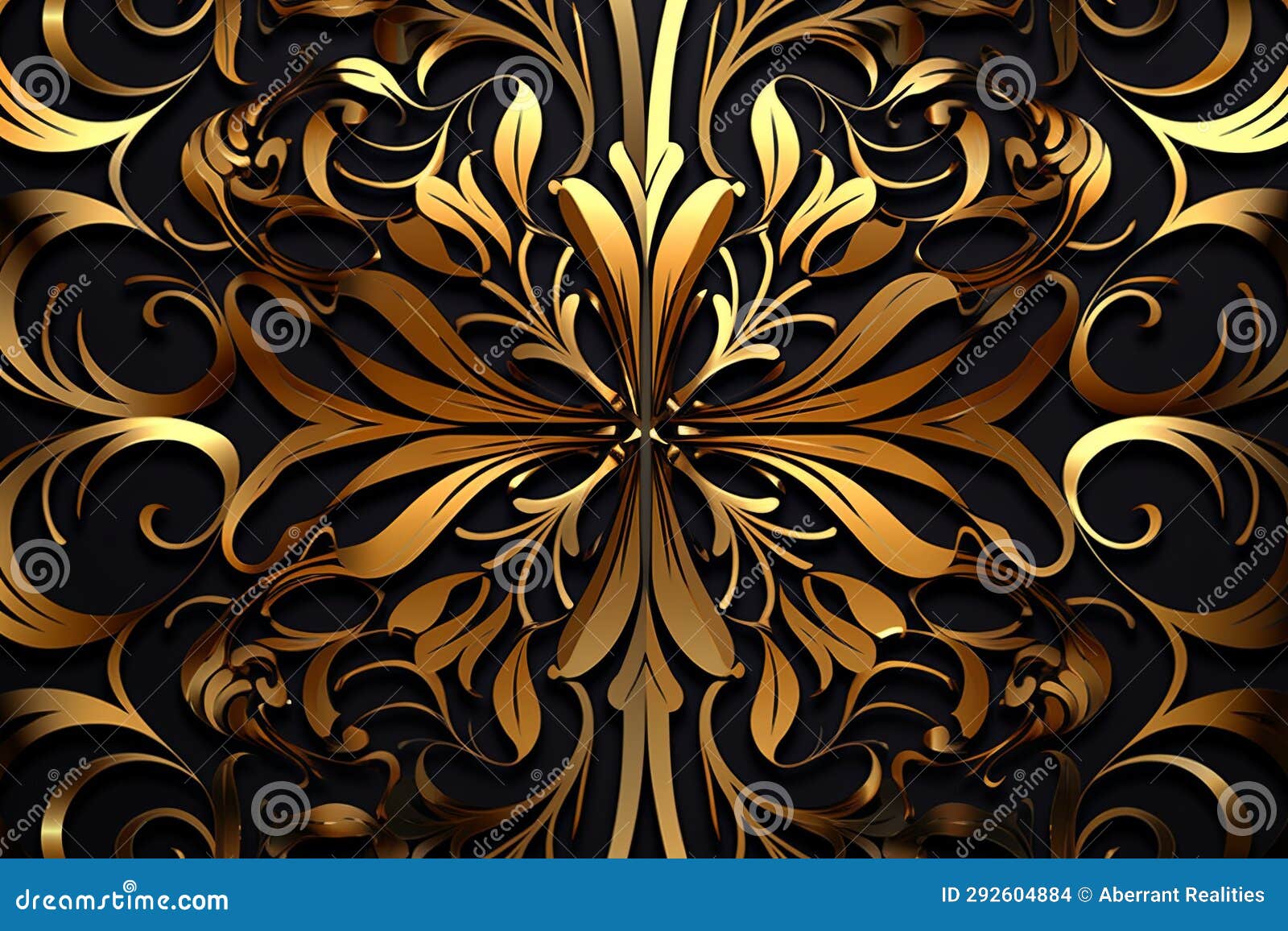 An Ornate Gold Background with Swirls and Swirls Stock Illustration ...
