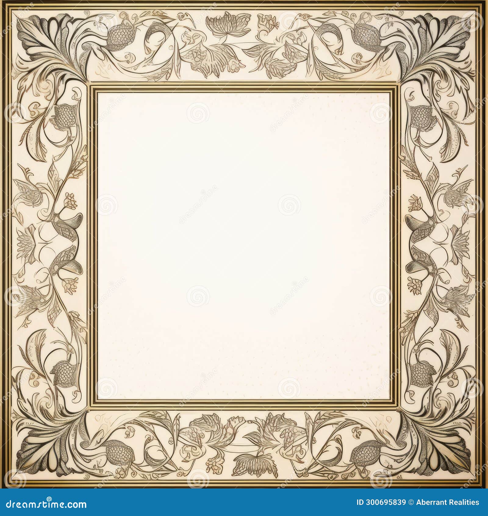 An Ornate Gold Frame with a Floral Pattern Stock Illustration ...