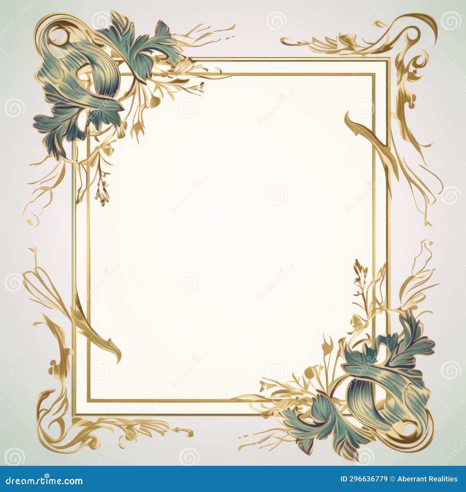 An Ornate Gold Frame with Flowers and Leaves Stock Illustration ...