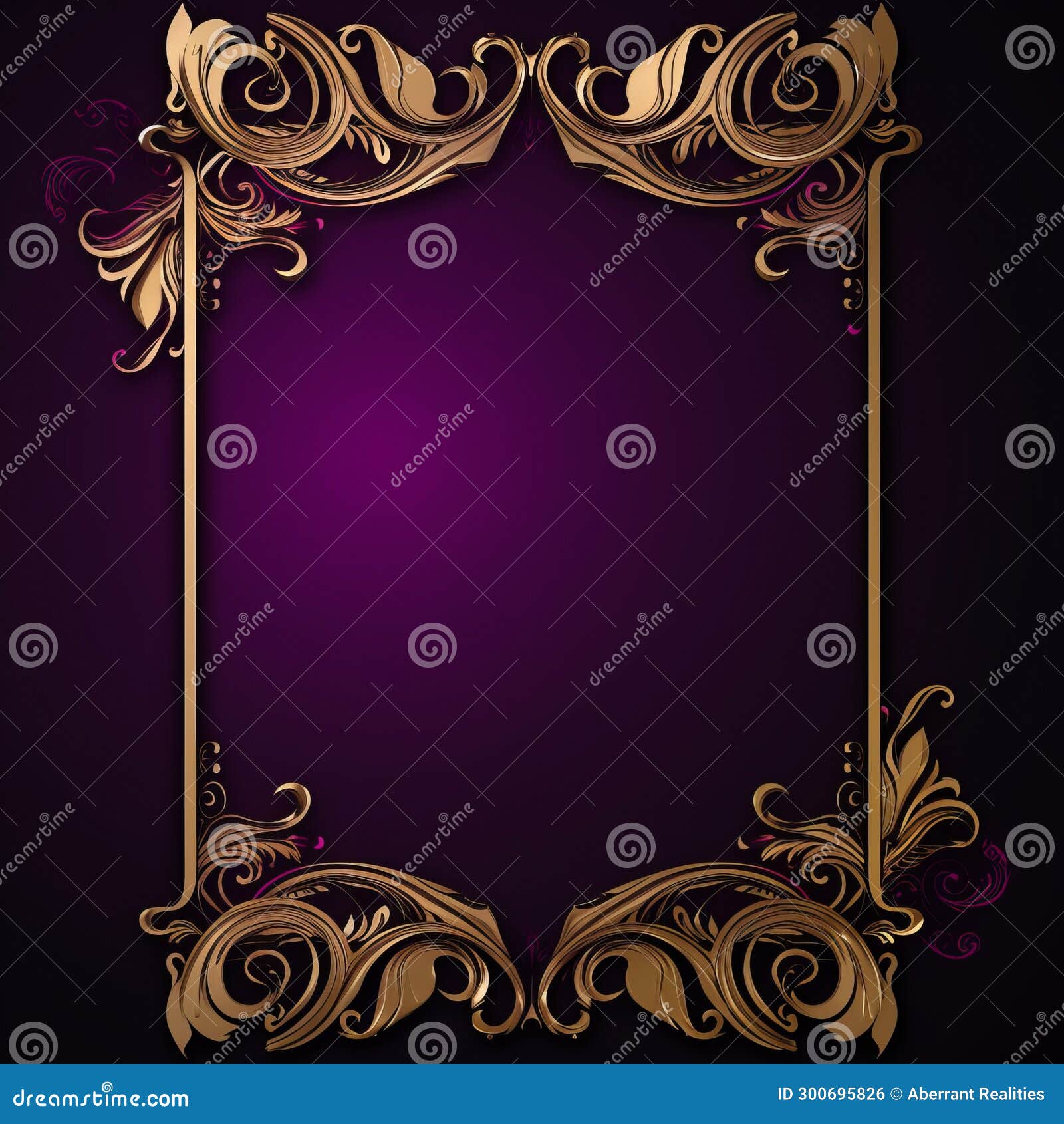 An Ornate Gold Frame on a Purple Background Stock Illustration ...