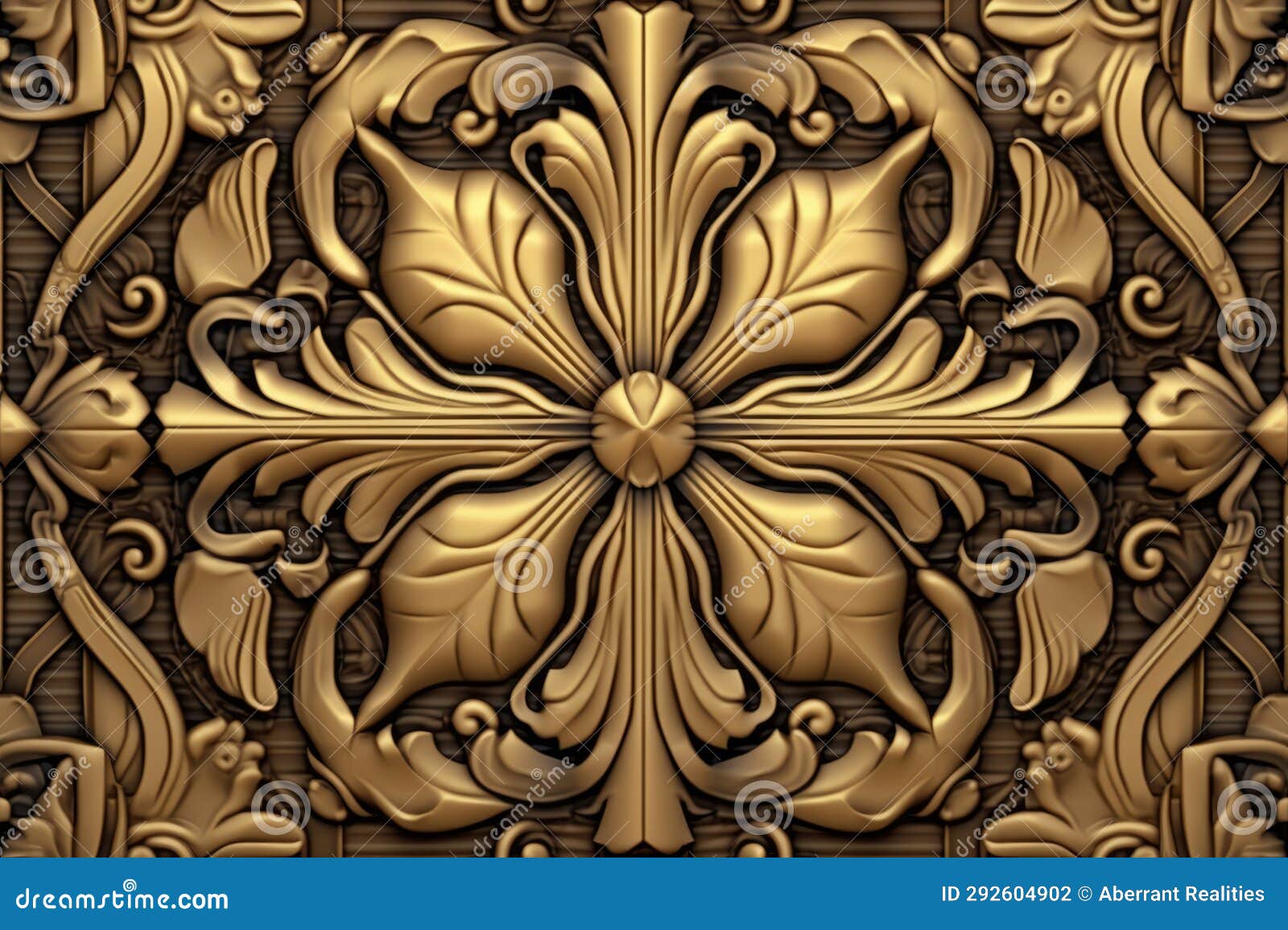 An Ornate Gold Pattern on a Black Background Stock Illustration ...