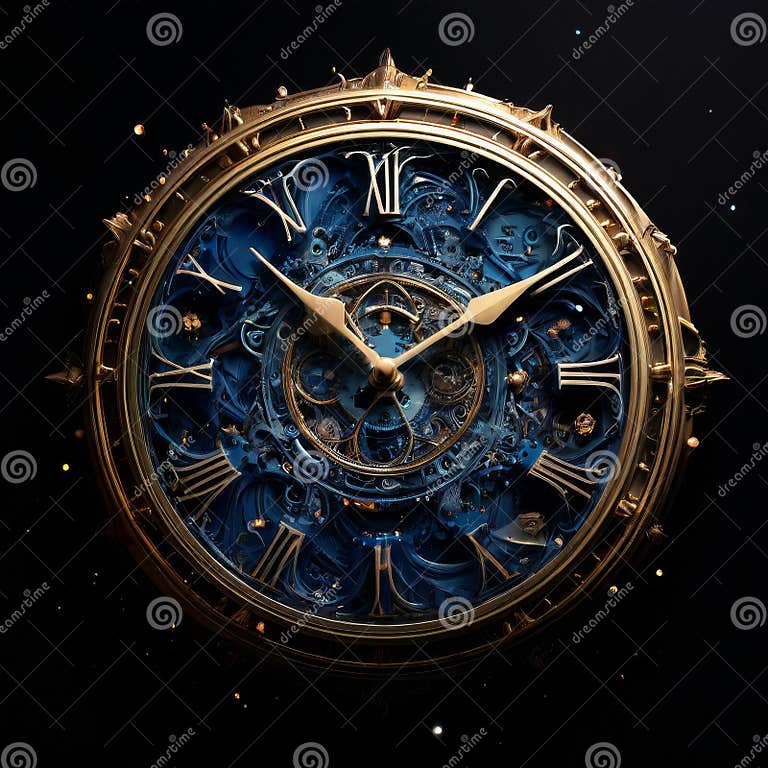 Ornate Golden Clock with Intricate Blue Mechanisms Stock Photo - Image ... Ornate Golden Clock with Intricate Blue Mechanisms Stock Photo - Image ...