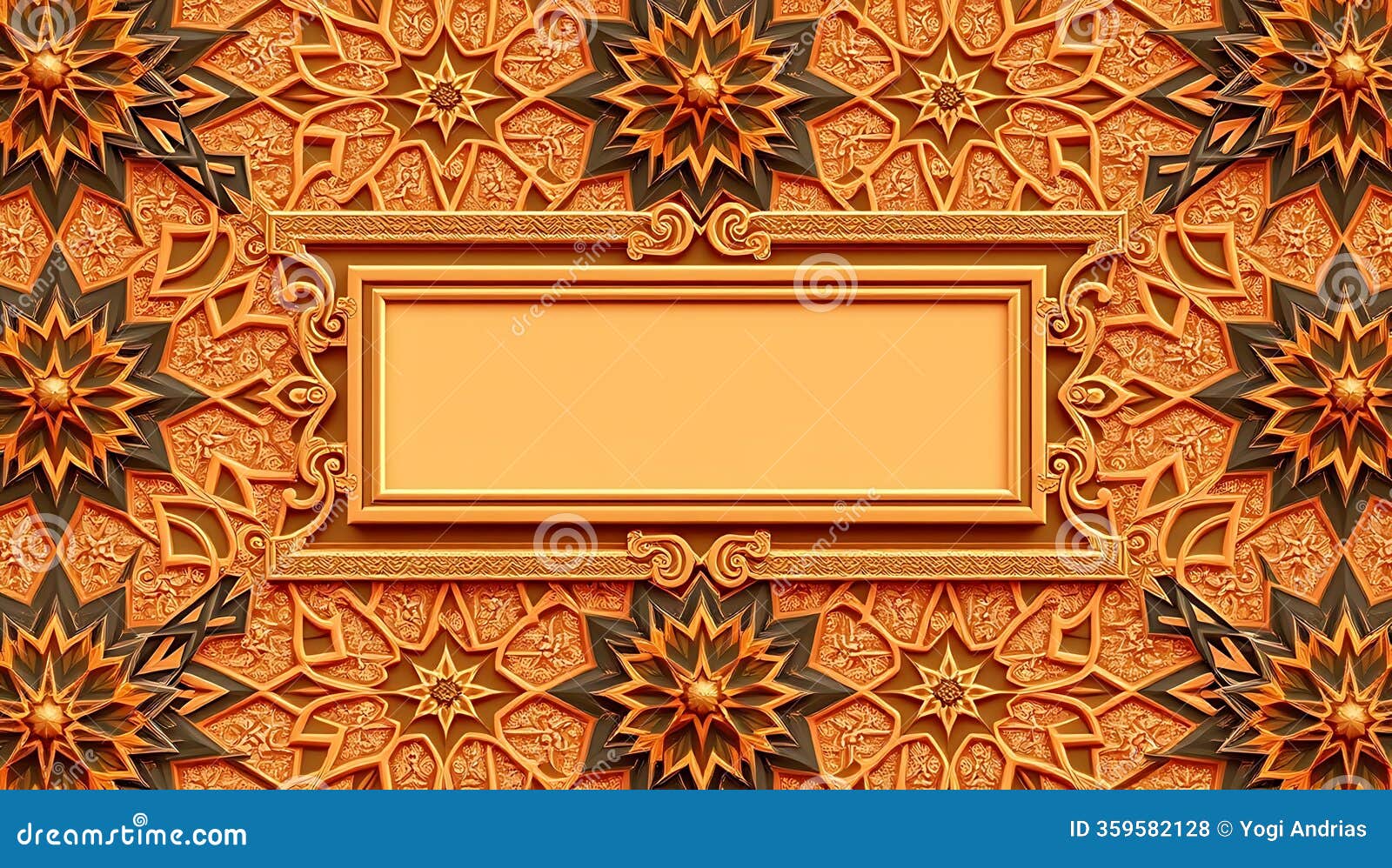 Ornate Golden Frame with Intricate Star Pattern Background Stock ...