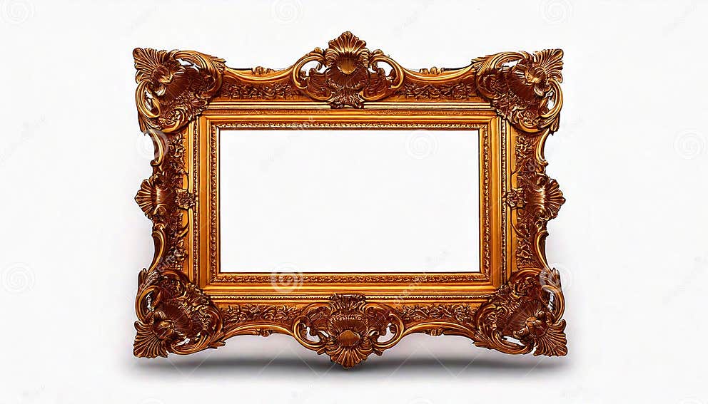 Ornate Golden Frame Ready for Artwork Display in a Minimalist Setting ...