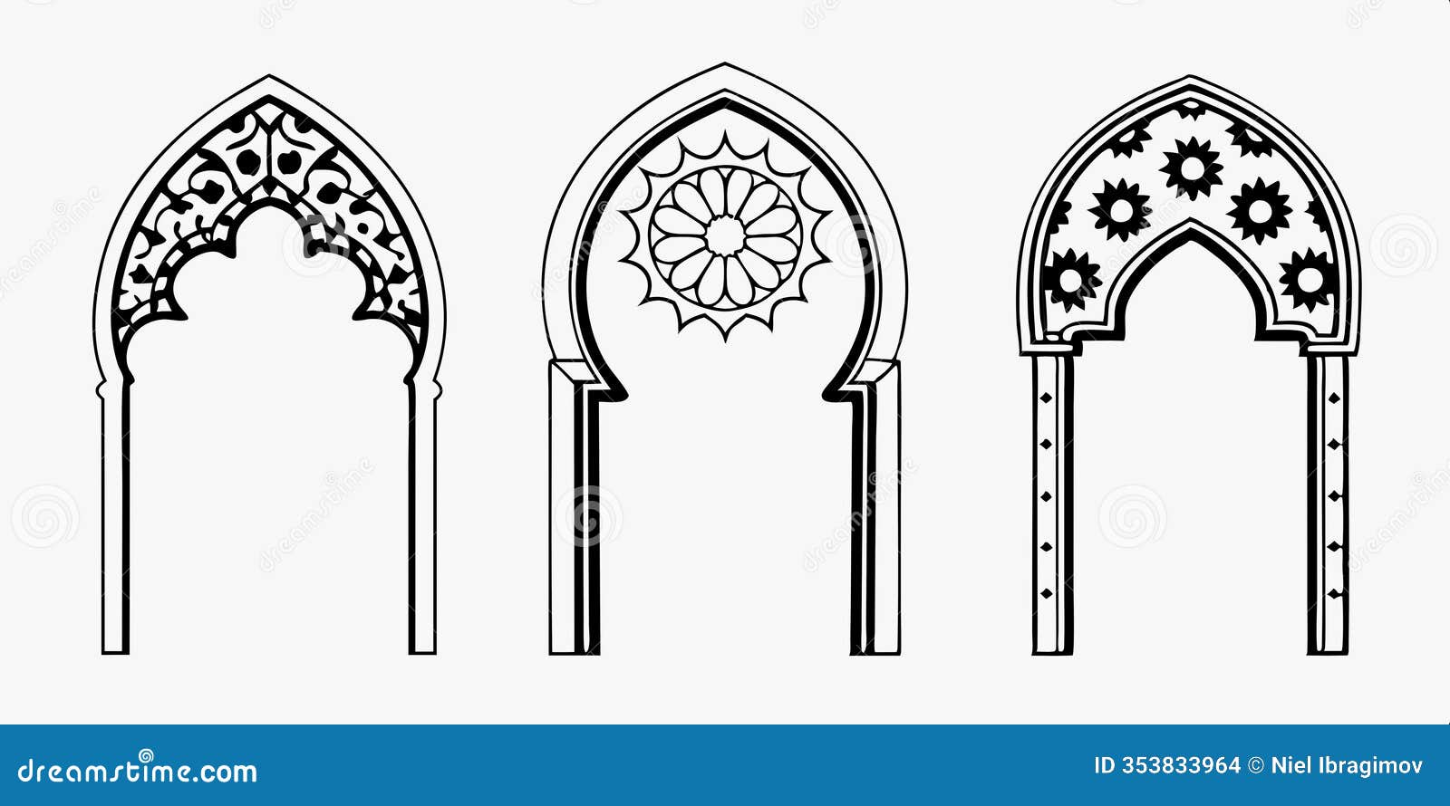 Ornate Gothic Arches with Intricate Patterns and Rose Window Design ...