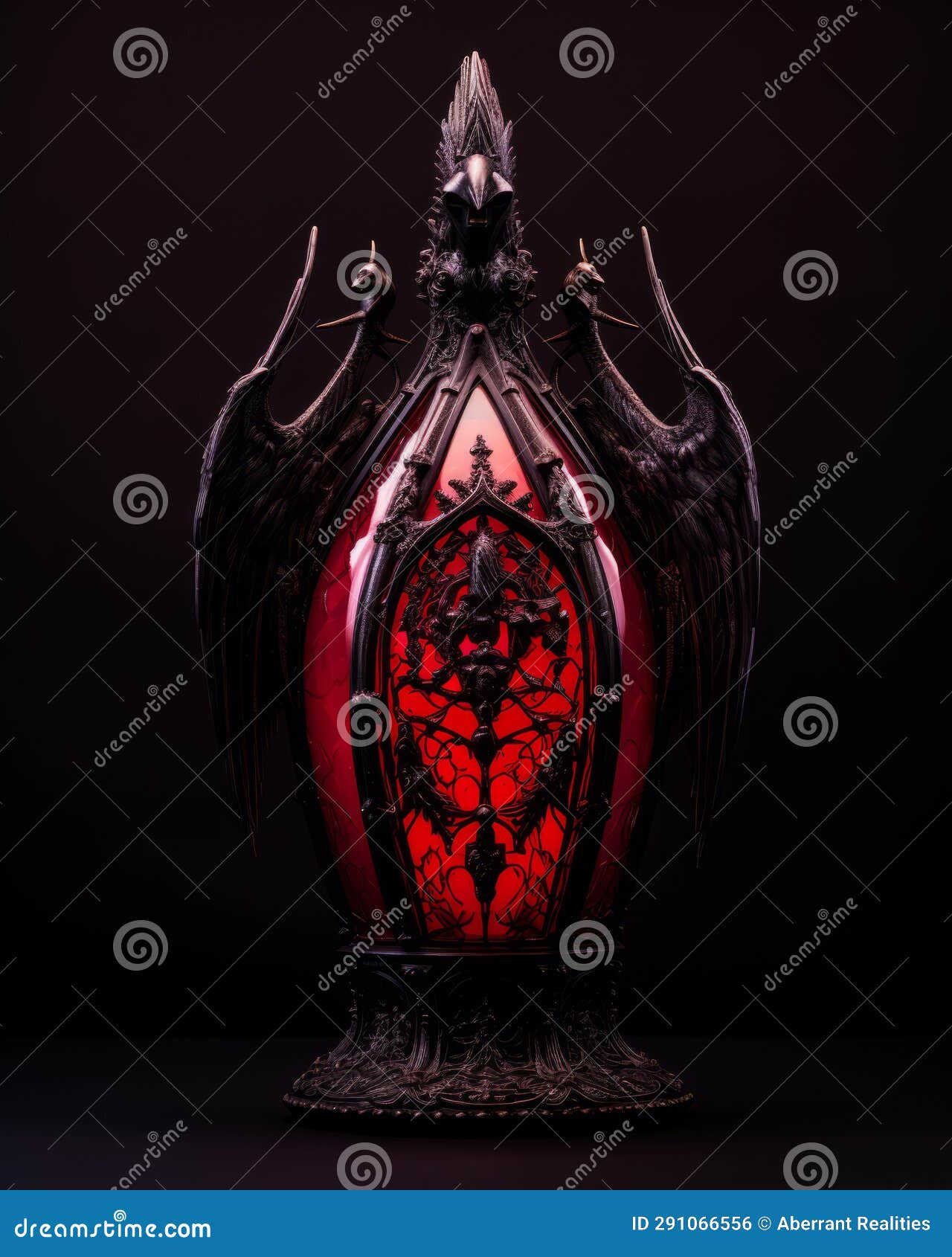 An Ornate Gothic Style Lamp with a Red Glow Stock Illustration ...