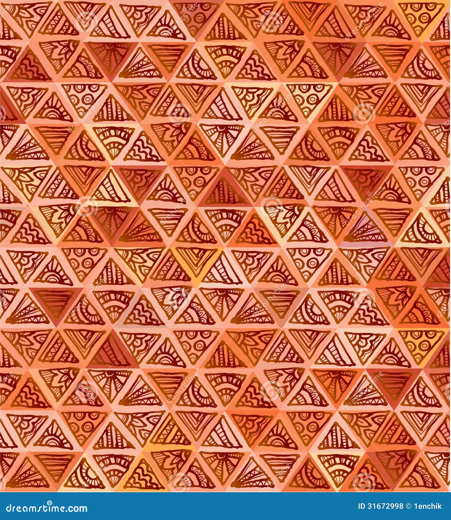 Ornate Hand-drawn Brown Triangles Pattern Stock Vector - Illustration ...