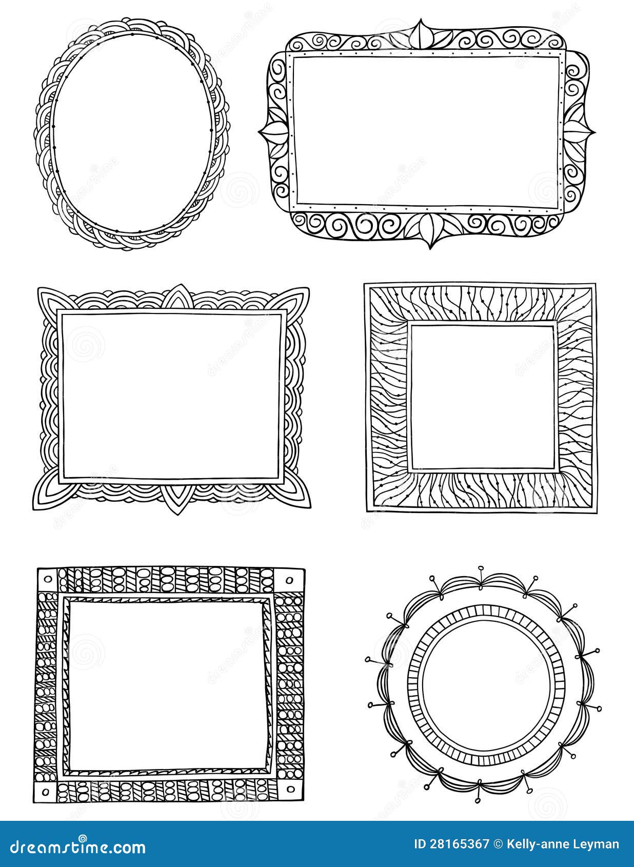 Ornate Hand Drawn Frames Three Stock Vector - Illustration of banner ...