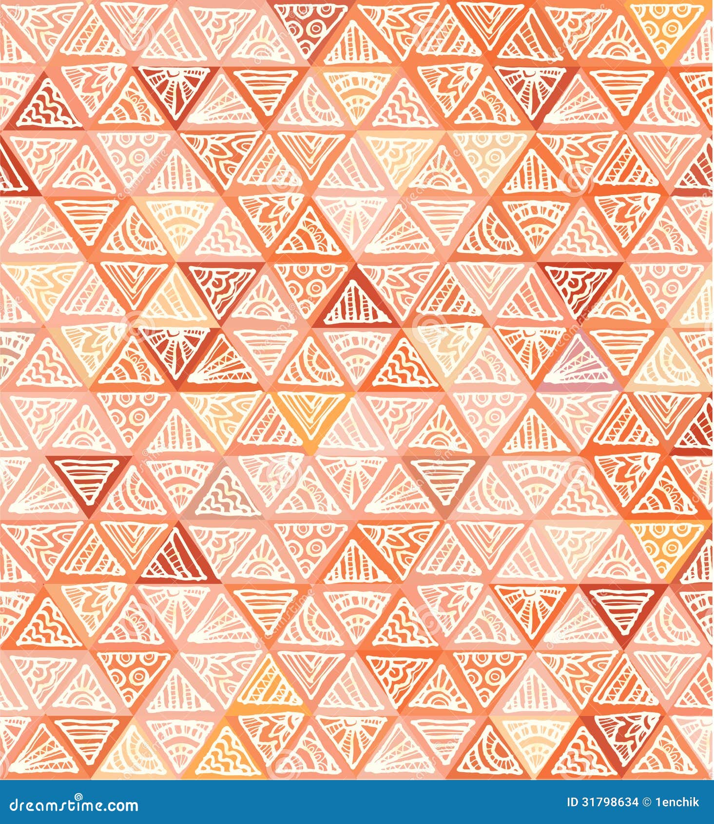 Ornate Hand-drawn Vintage Beige Triangles Stock Vector - Illustration ...