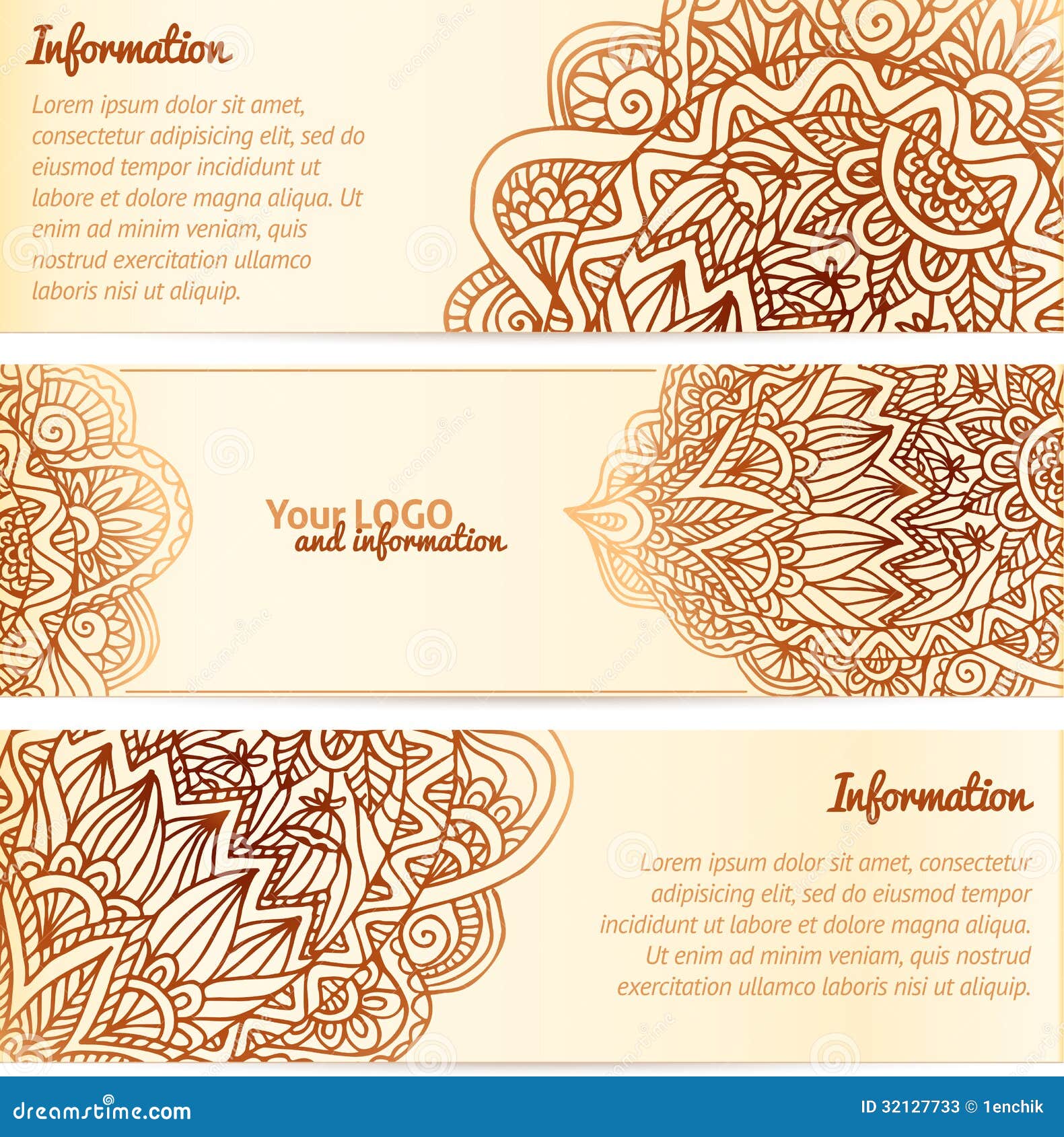 Ornate Henna Ornament Vintage Vector Banners Stock Vector ...