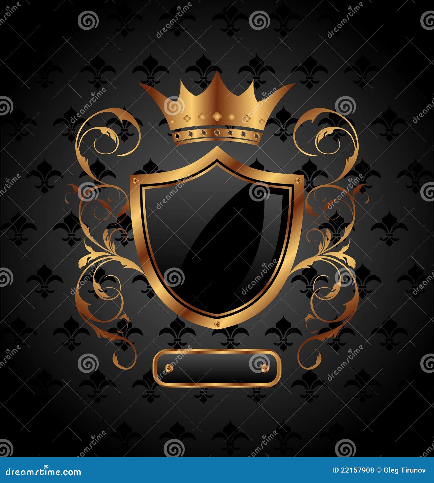 Ornate Heraldic Shield with Crown Stock Vector - Illustration of ...