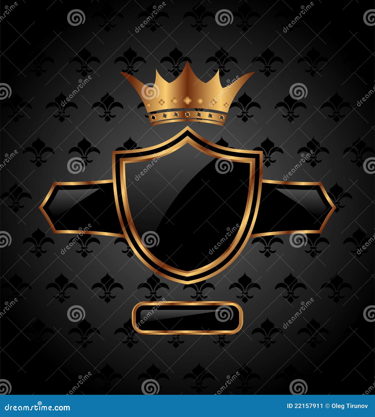 Ornate Heraldic Shield with Crown Stock Vector - Illustration of crown ...