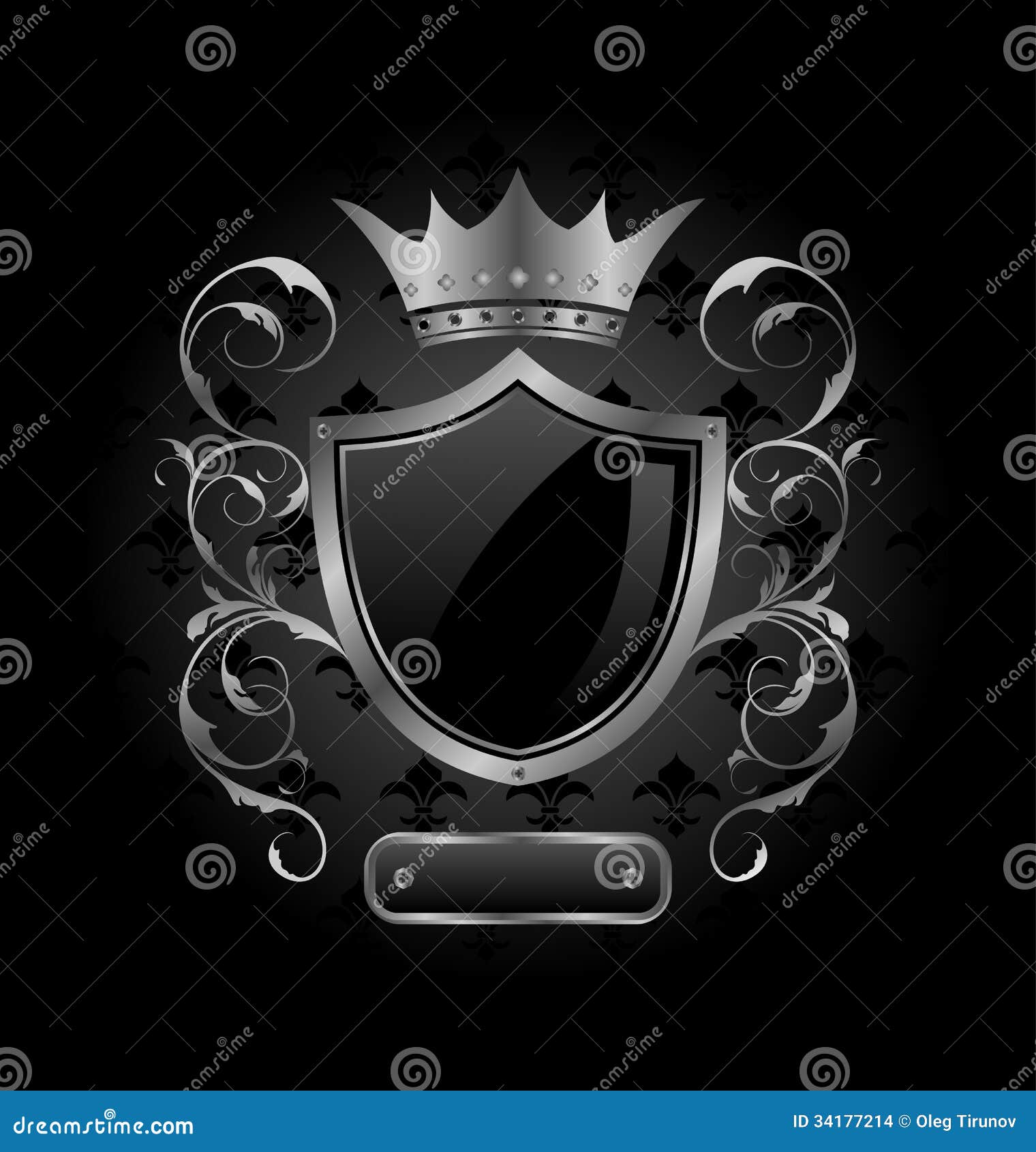 Ornate Heraldic Shield with Crown Stock Vector - Illustration of ...