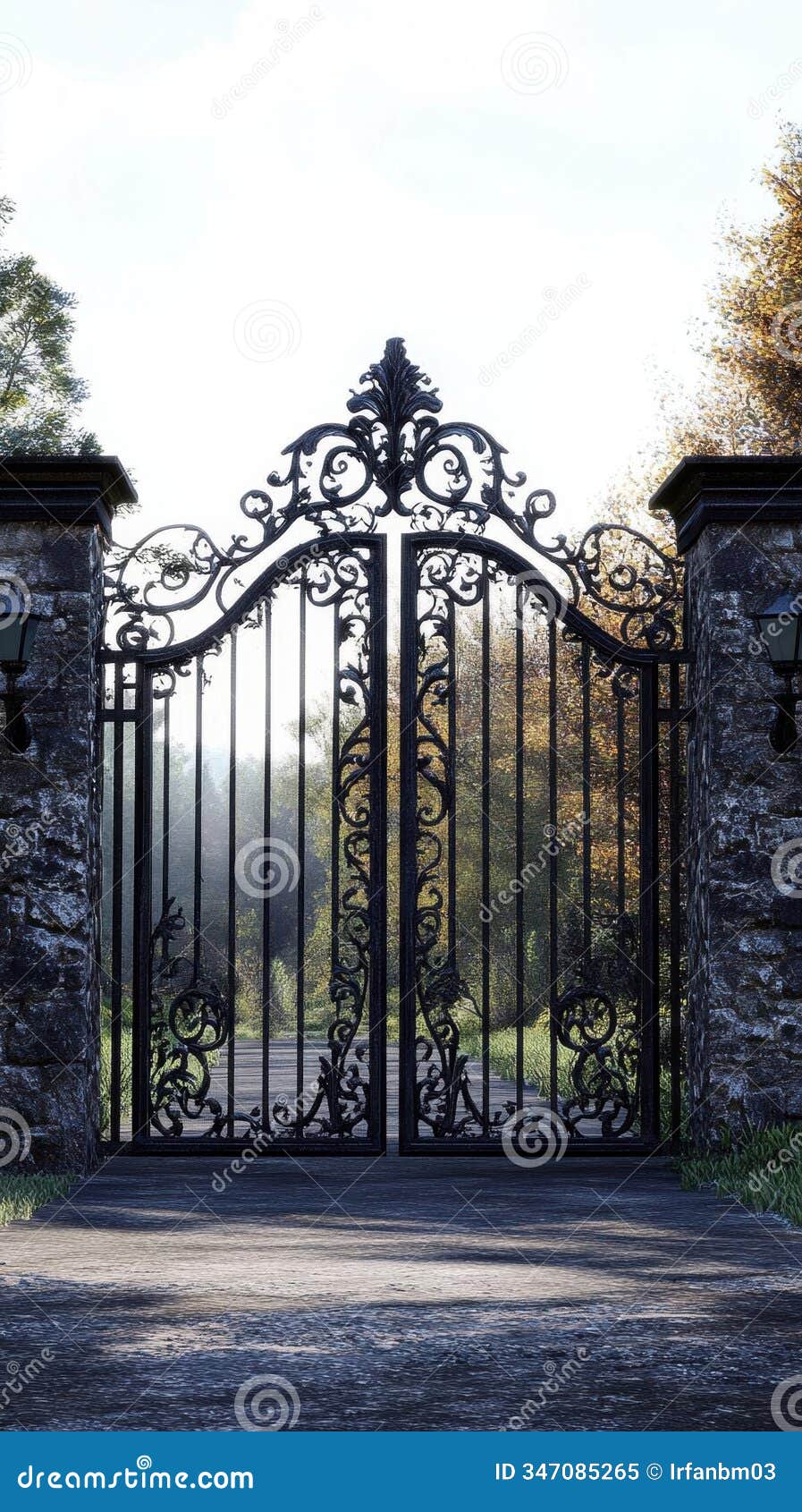 Ornate Iron Gate Leading To Secluded Pathway Stock Image - Image of ...