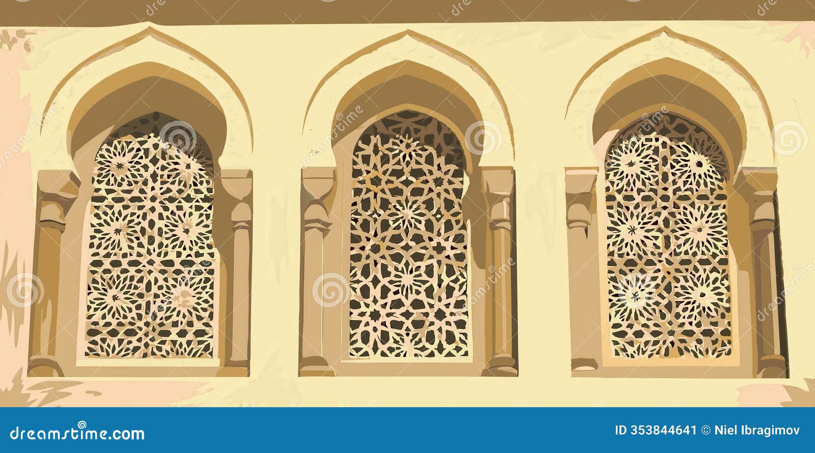 Ornate Islamic Window Design with Intricate Geometric Patterns and ...