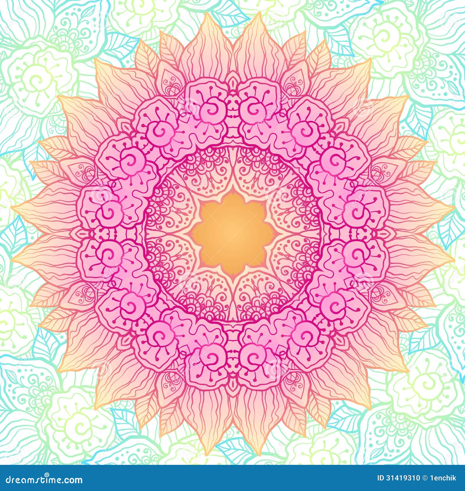 Ornate Lacy Flower Vector Circle Pattern Stock Vector - Illustration of ...