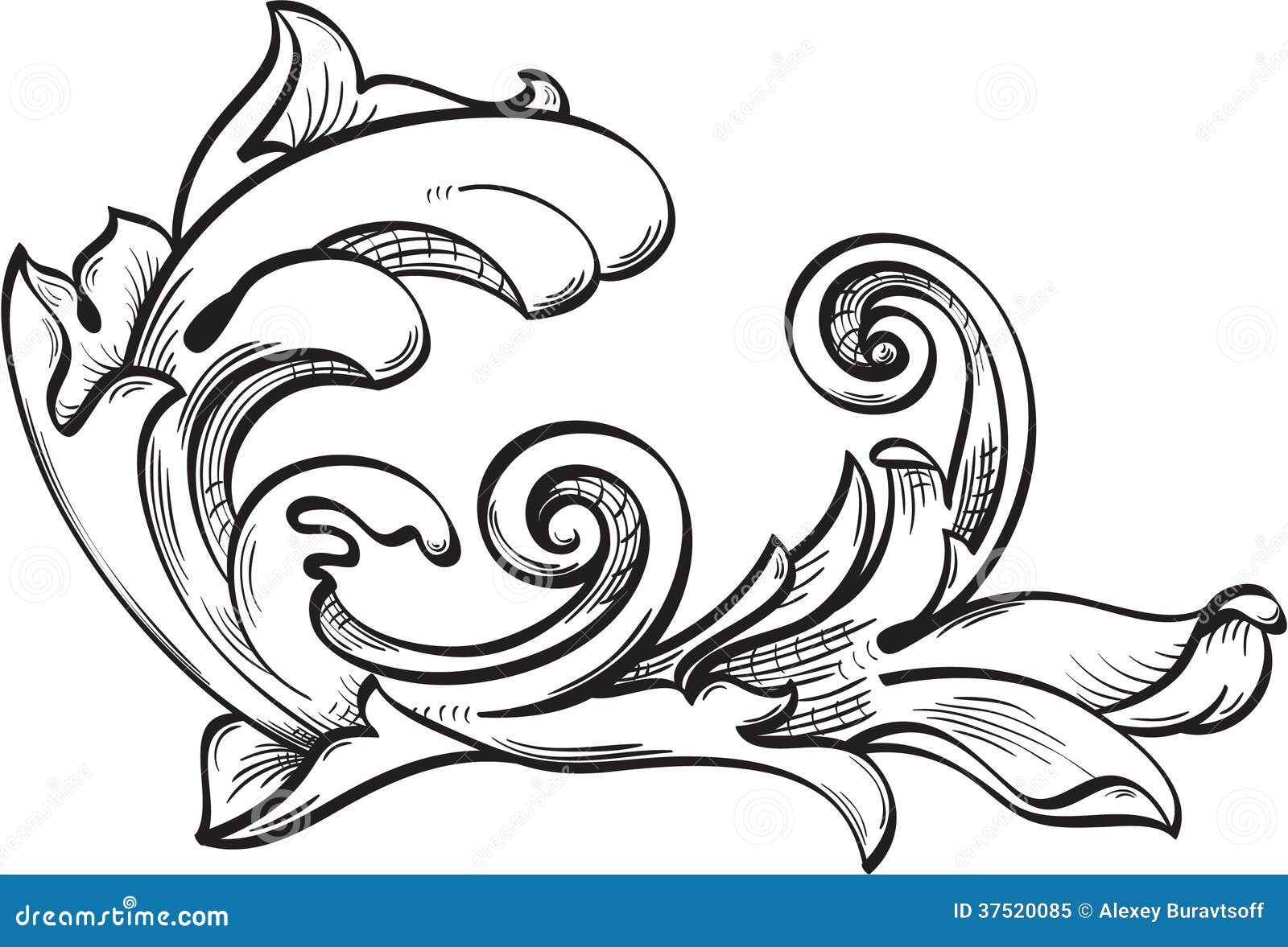 Ornate leaf stock vector. Illustration of antique, floral - 37520085
