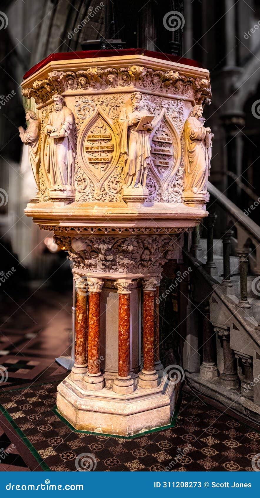 Lectern Pulpit in Irish Cathedral Stock Image - Image of wood ...