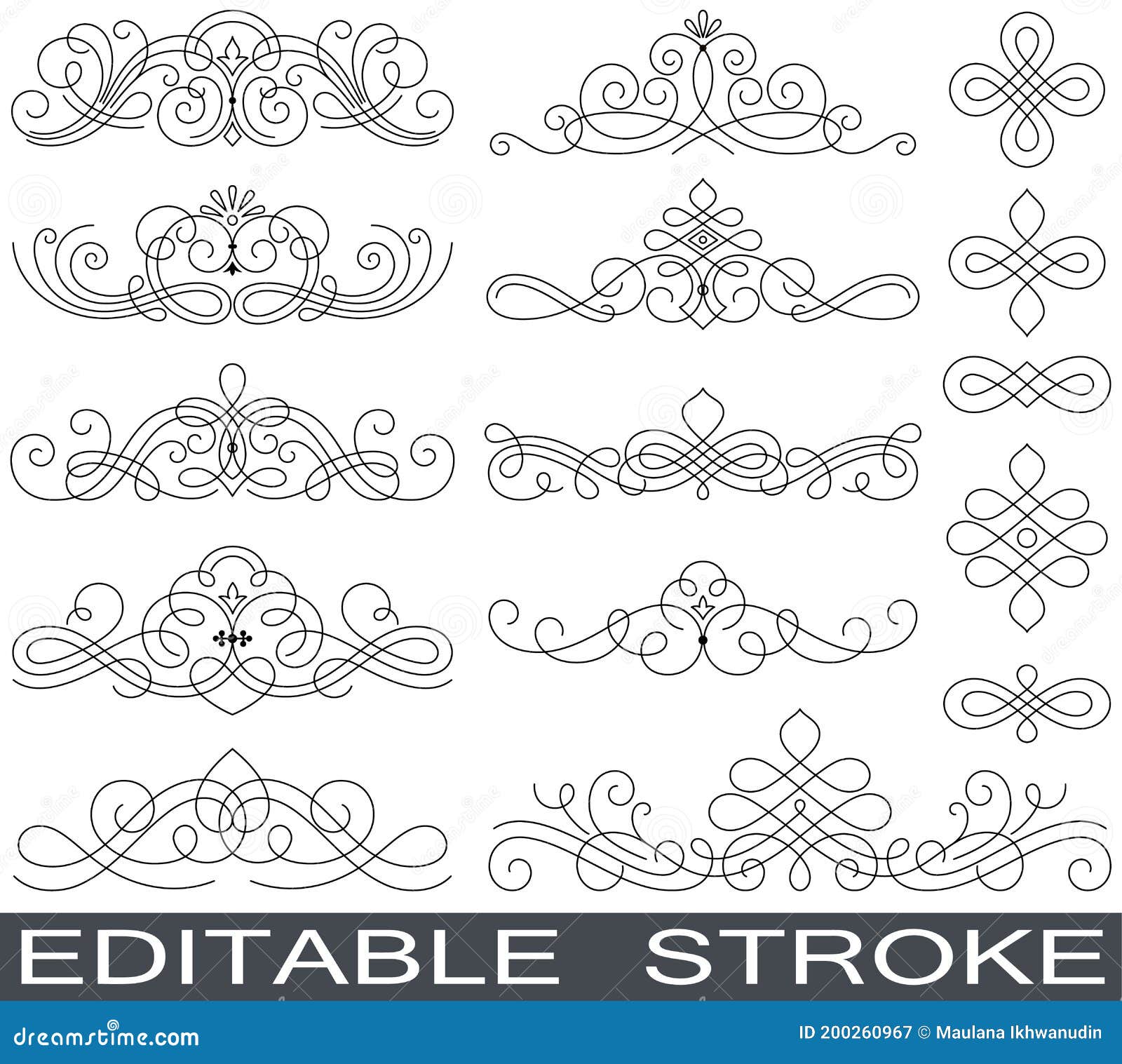 Ornate Line Drawing Vector Set Stock Vector - Illustration of ...