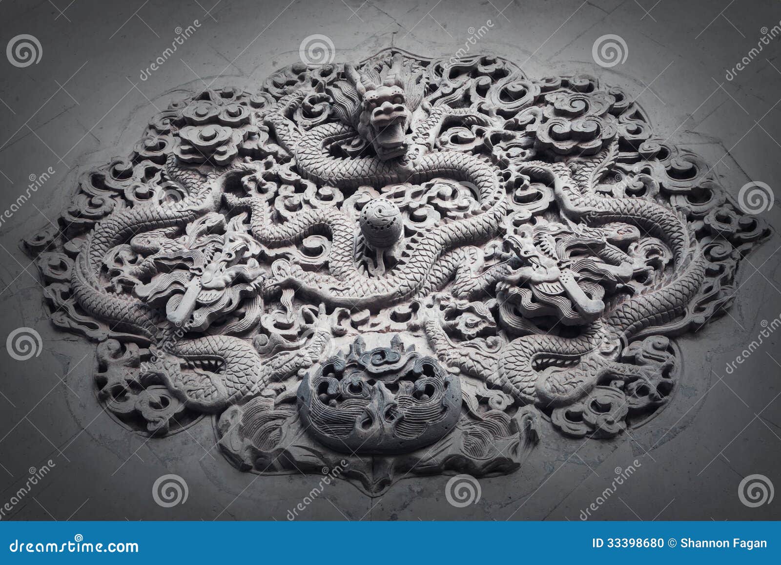 Ornate Low Relief Sculpture of Dragon on Wall. Stock Photo - Image of ...