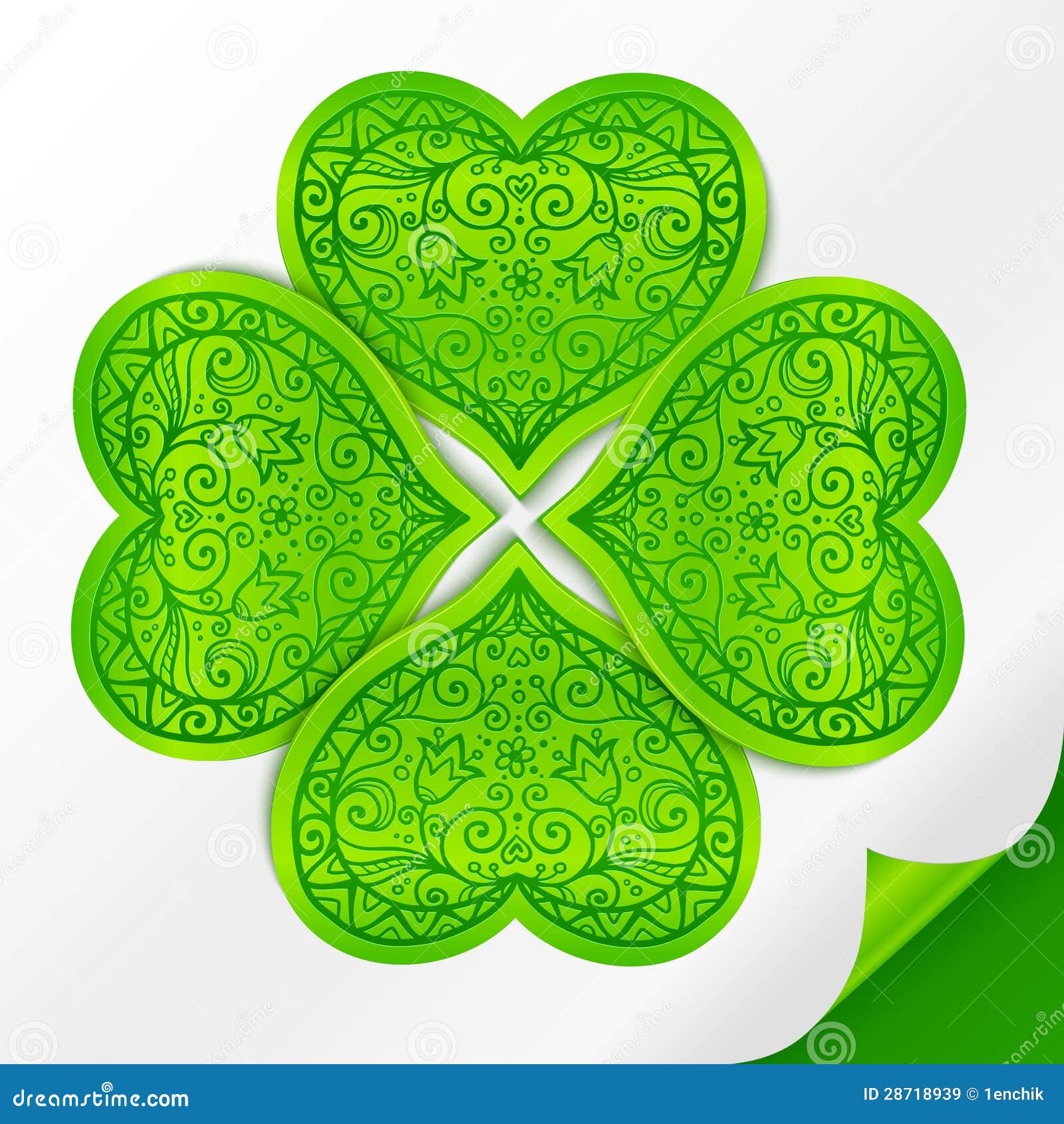 Ornate Lucky Clover on Paper Stock Vector - Illustration of garden ...