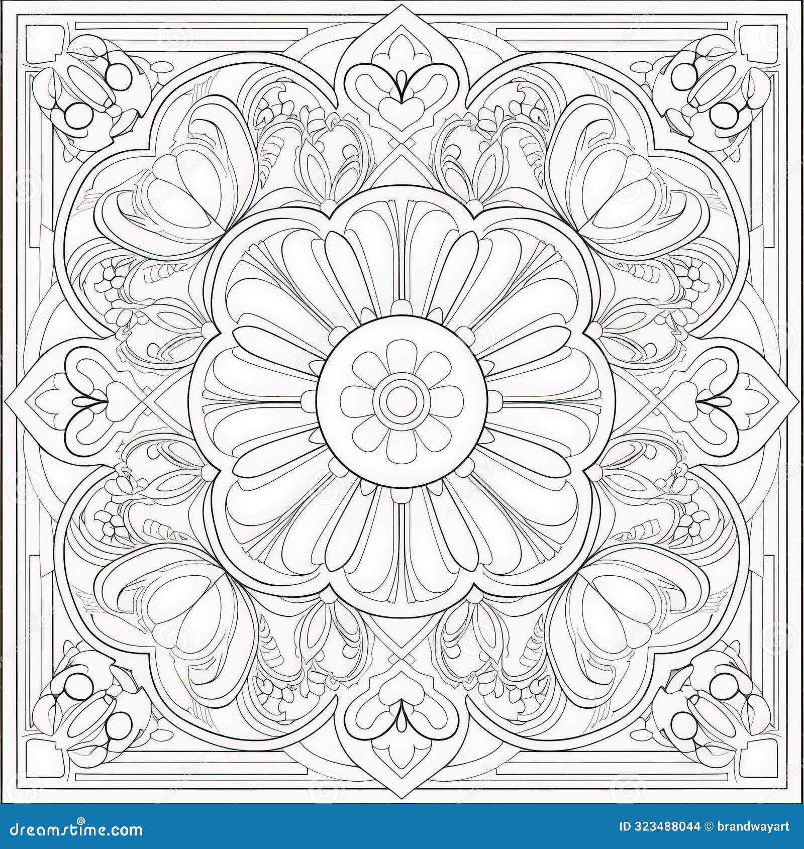 Ornate Mandala Pattern Coloring Page Stock Illustration - Illustration ...