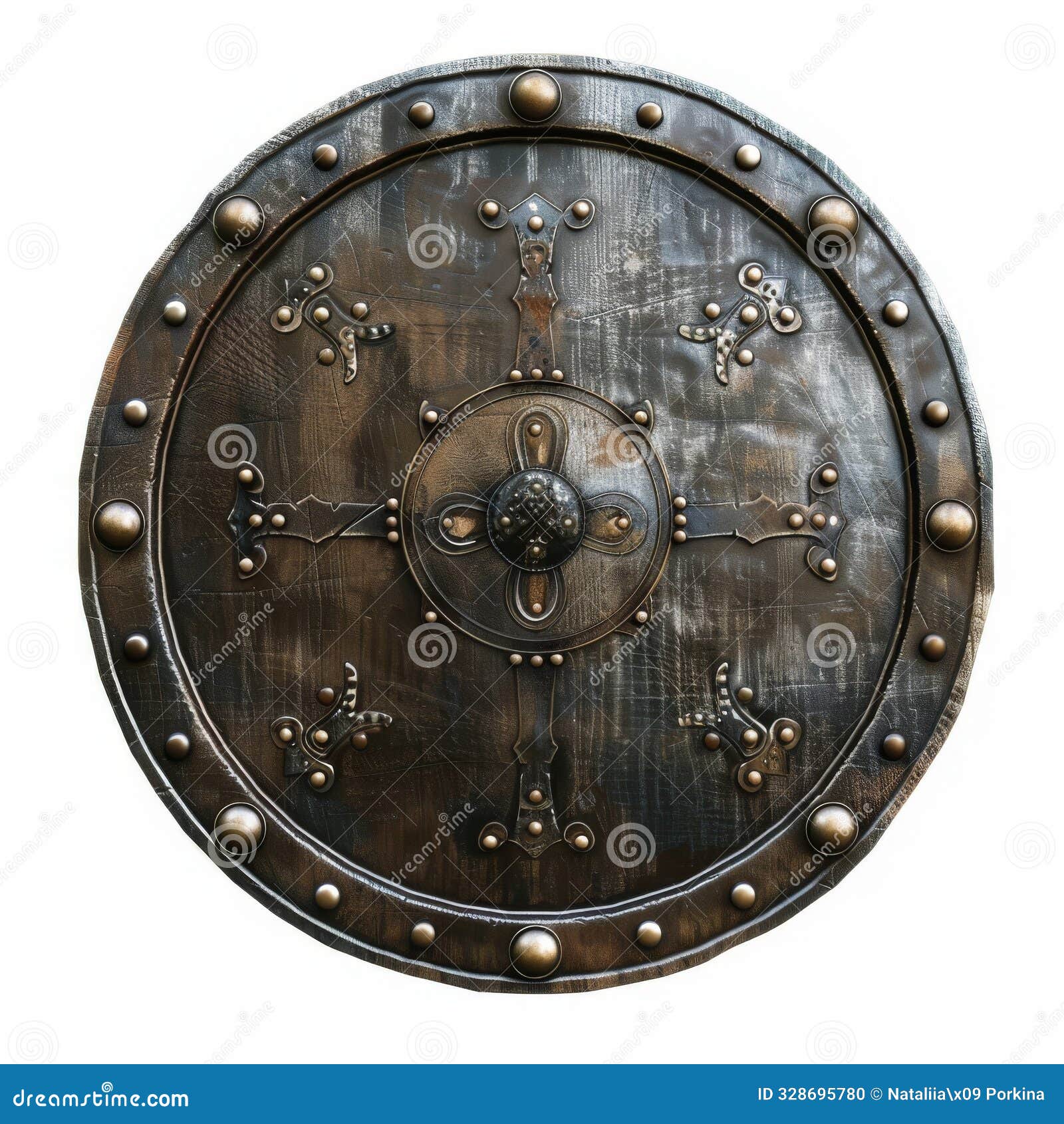 Ornate Medieval Round Shield with Emblem. Circular Armor Shield Stock ...