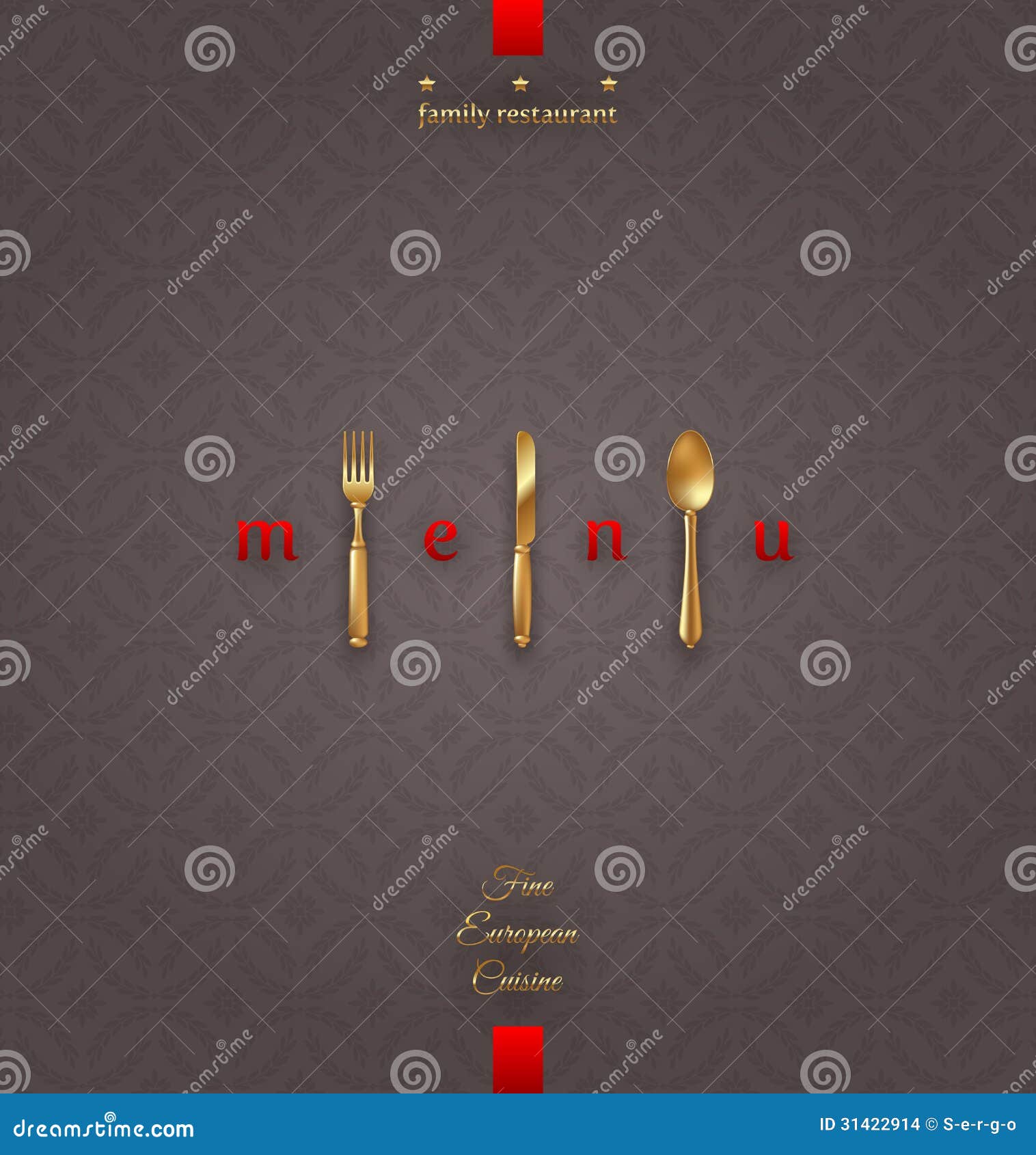 Ornate Menu with Golden Cutlery Stock Vector - Illustration of cafe ...