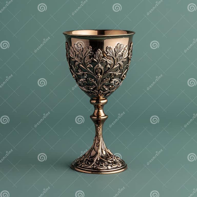 Ornate Metal Goblet on a Green Background Stock Illustration ...