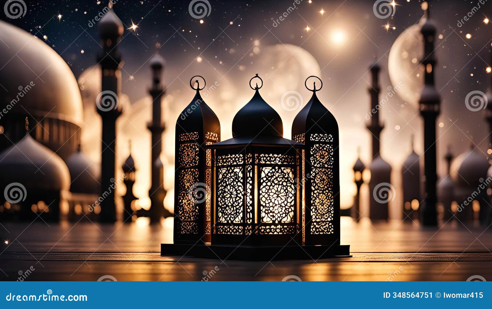 Islamic Lantern with Mosque Background Stock Illustration ...