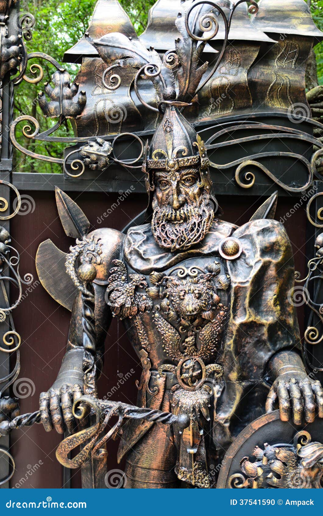 Ornate Metal Statue of a Knight at Arms Stock Photo - Image of ...