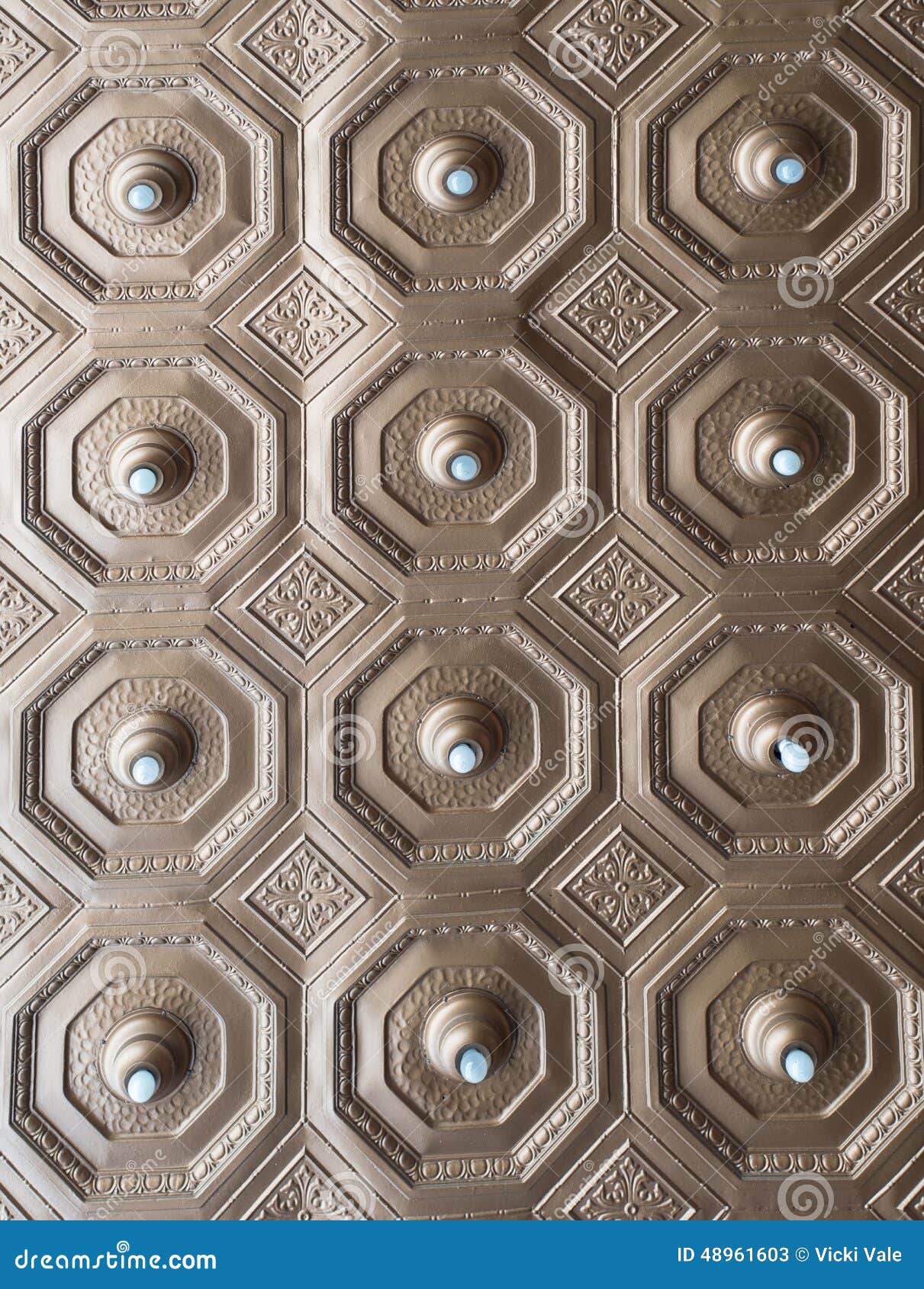 Ornate, Metalic Patterned Ceiling. Stock Image - Image of small, indoor ...