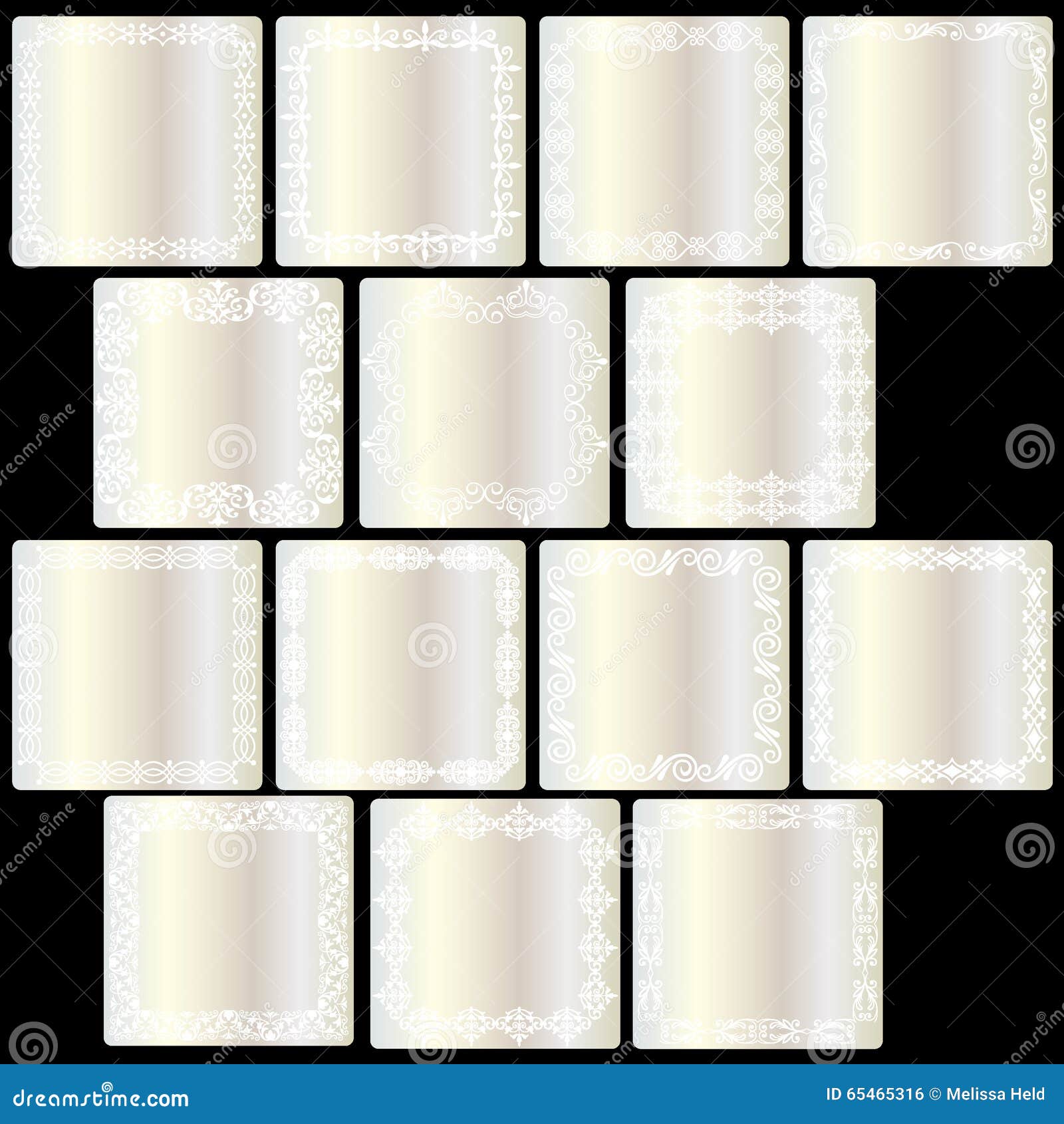 Ornate Metallic Silver Square Labels Stock Illustration - Illustration ...