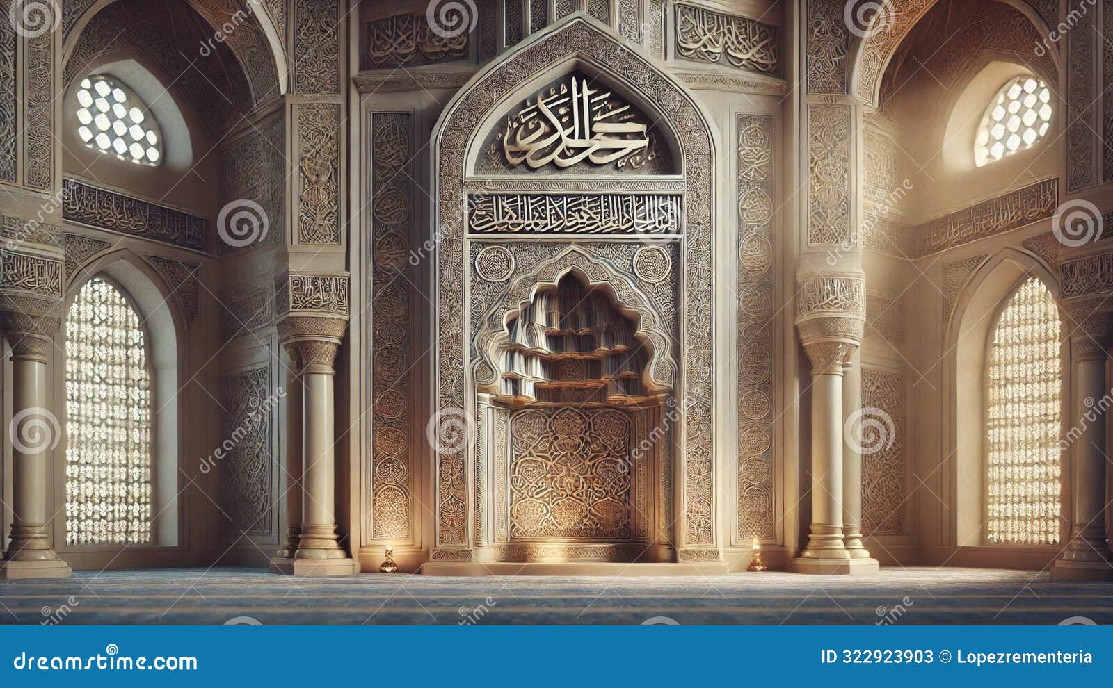 Ornate Mihrab in a Beautifully Designed Mosque Stock Illustration ...