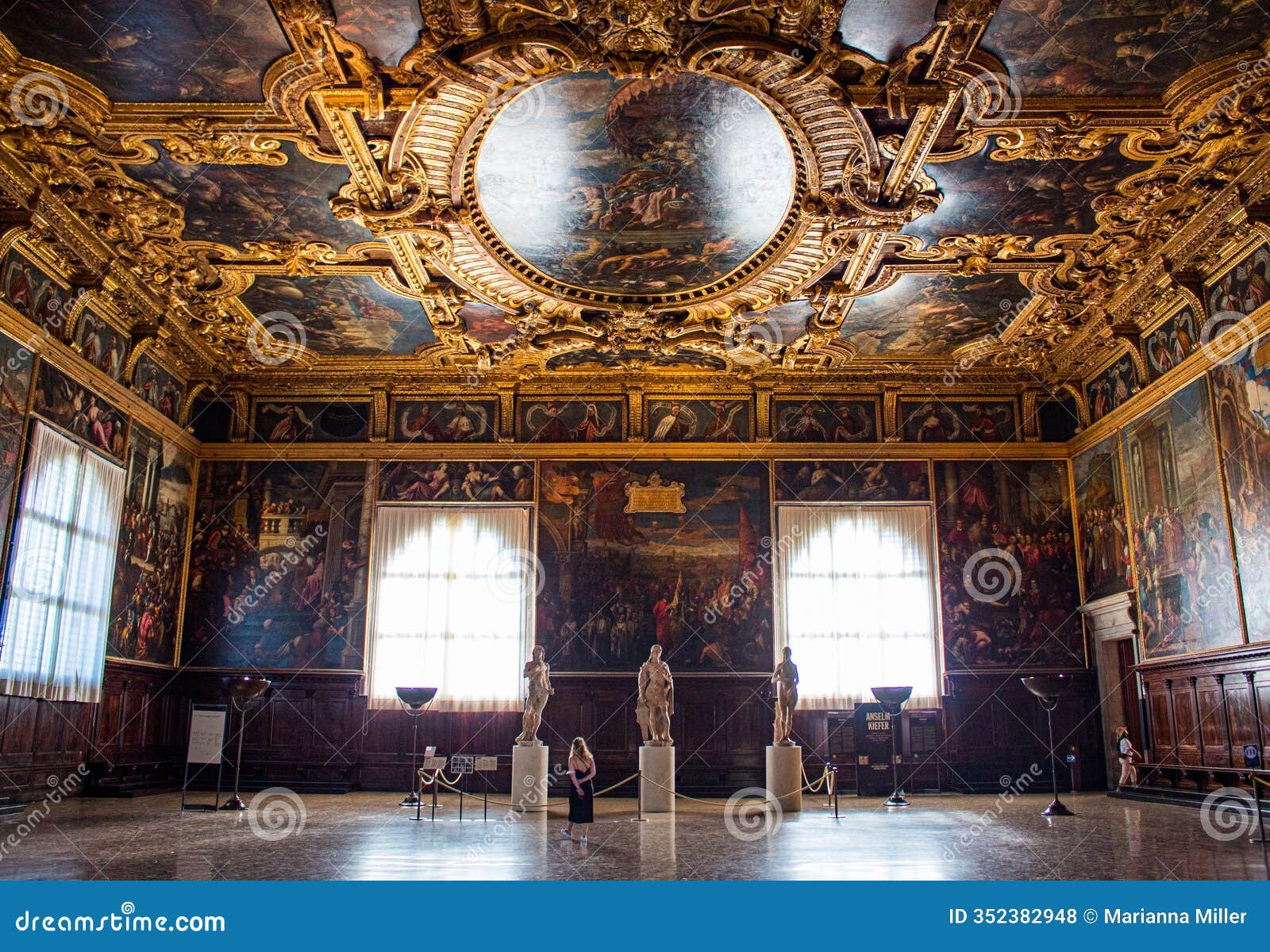 Ornate Museum with Statue and Windows Venice Italy Palace Museum ...