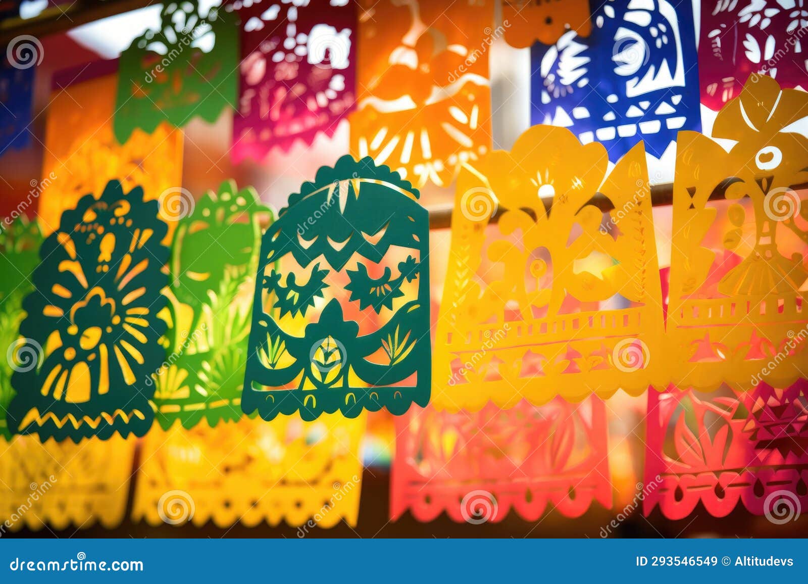 Ornate Paper Cutouts Papel Picado with Intricate Patterns Stock Image ...