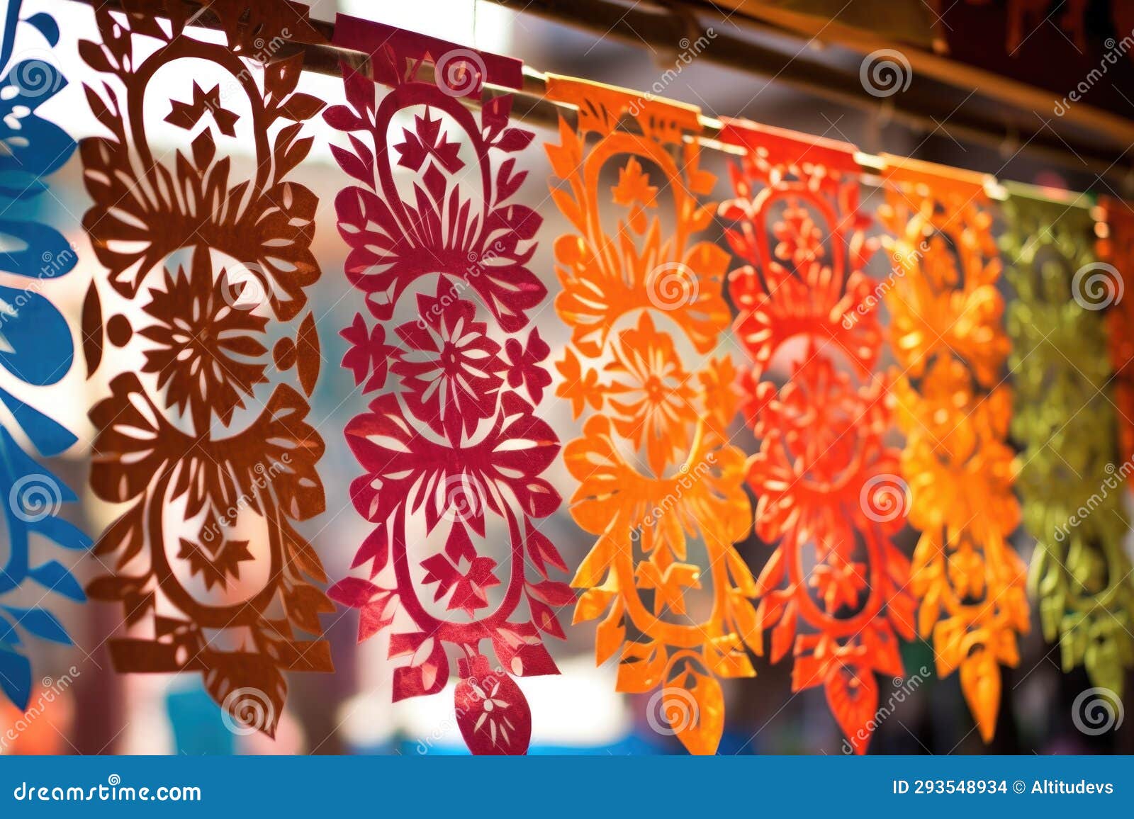 Ornate Paper Cutouts Papel Picado with Intricate Patterns Stock Photo ...