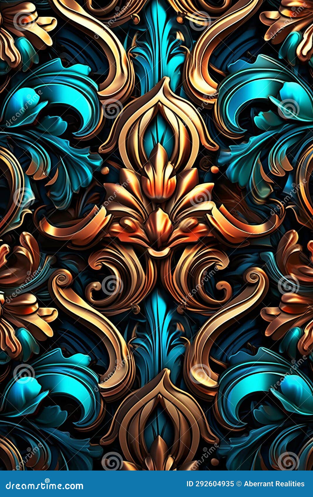 An Ornate Pattern in the Style of Baroque Art Stock Illustration ...