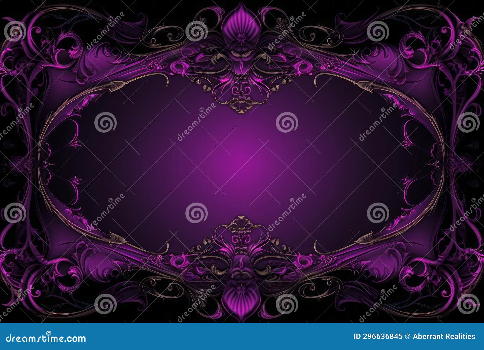 An Ornate Purple Frame on a Black Background Stock Illustration ...