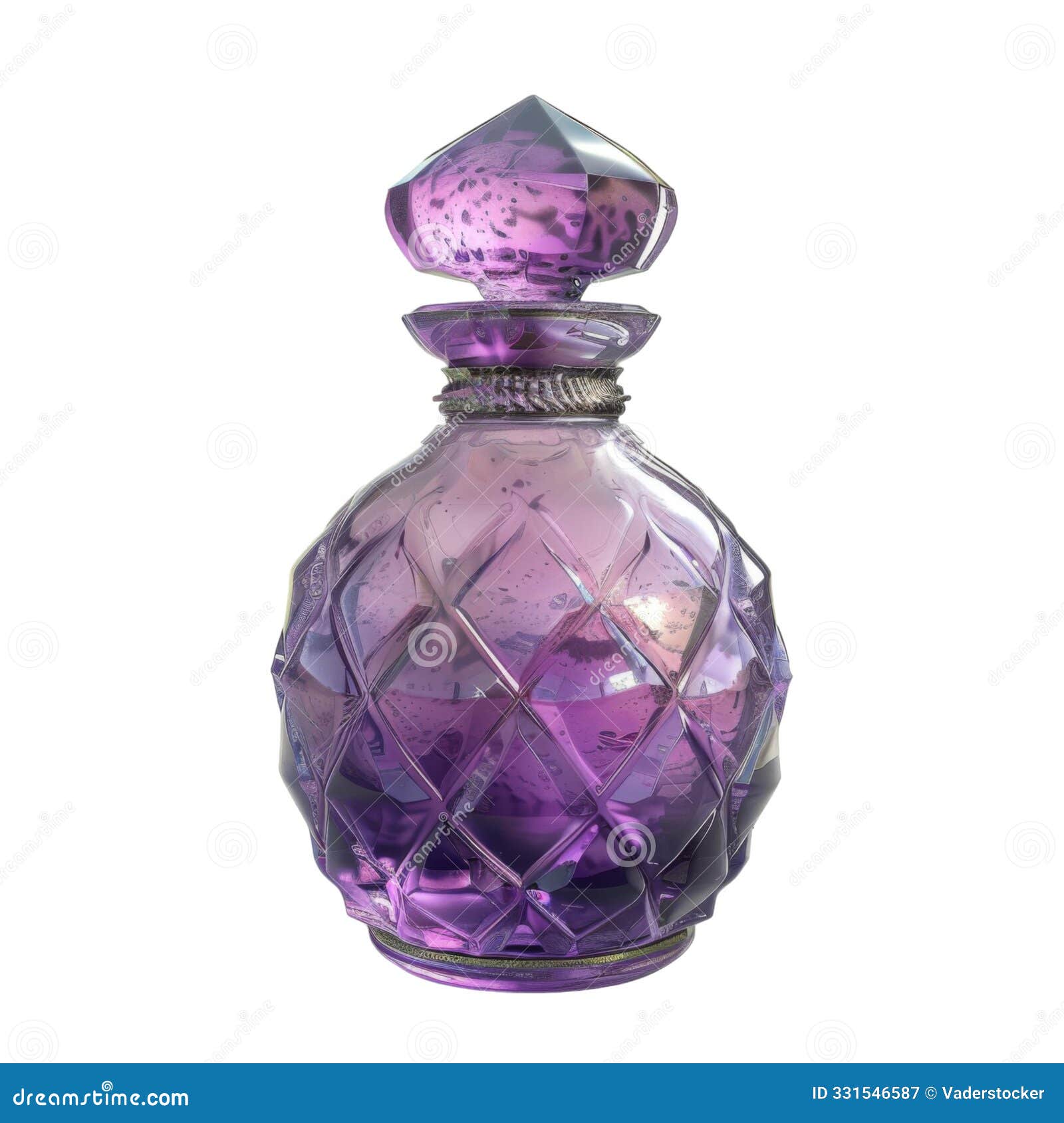 Ornate Purple Glass Perfume Bottle with Diamond Pattern Stock ...