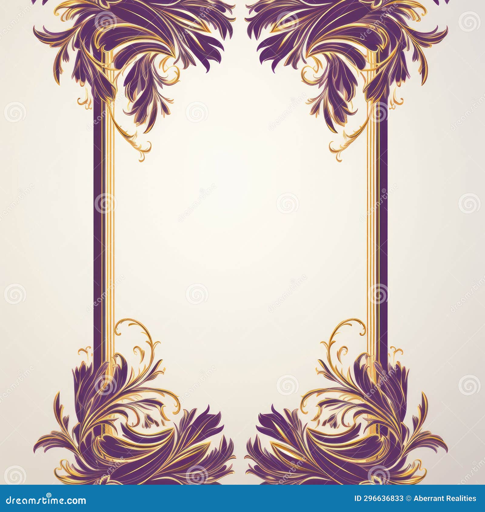 An Ornate Purple and Gold Frame on a Beige Background Stock ...