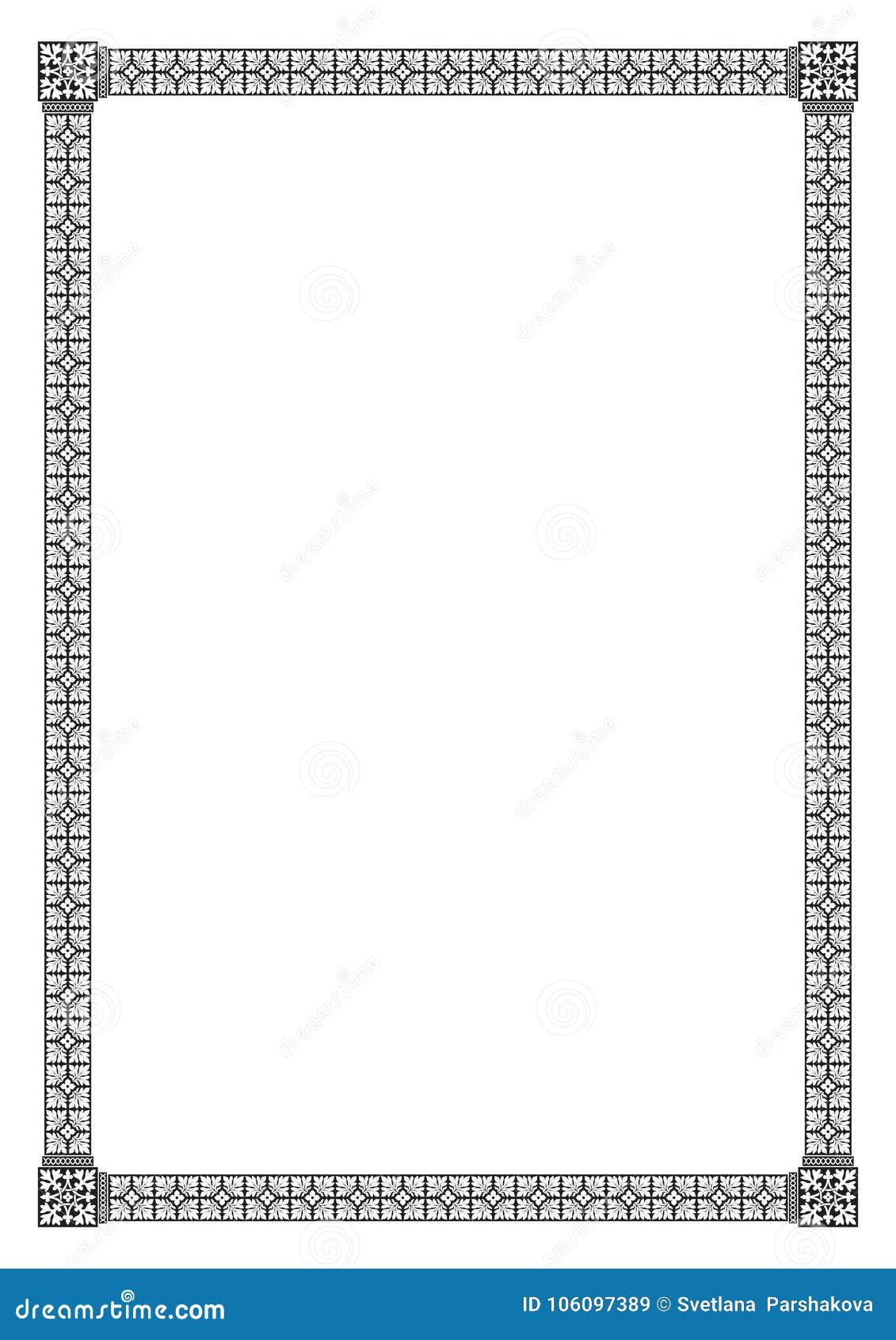 Ornate Rectangular Black Border. A4 Proportions Stock Vector ...