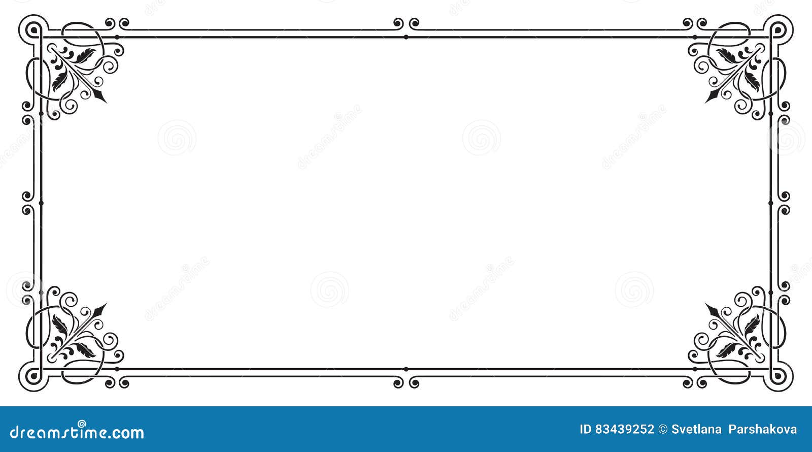 Ornate Rectangular Black Frame. Stock Vector - Illustration of ...
