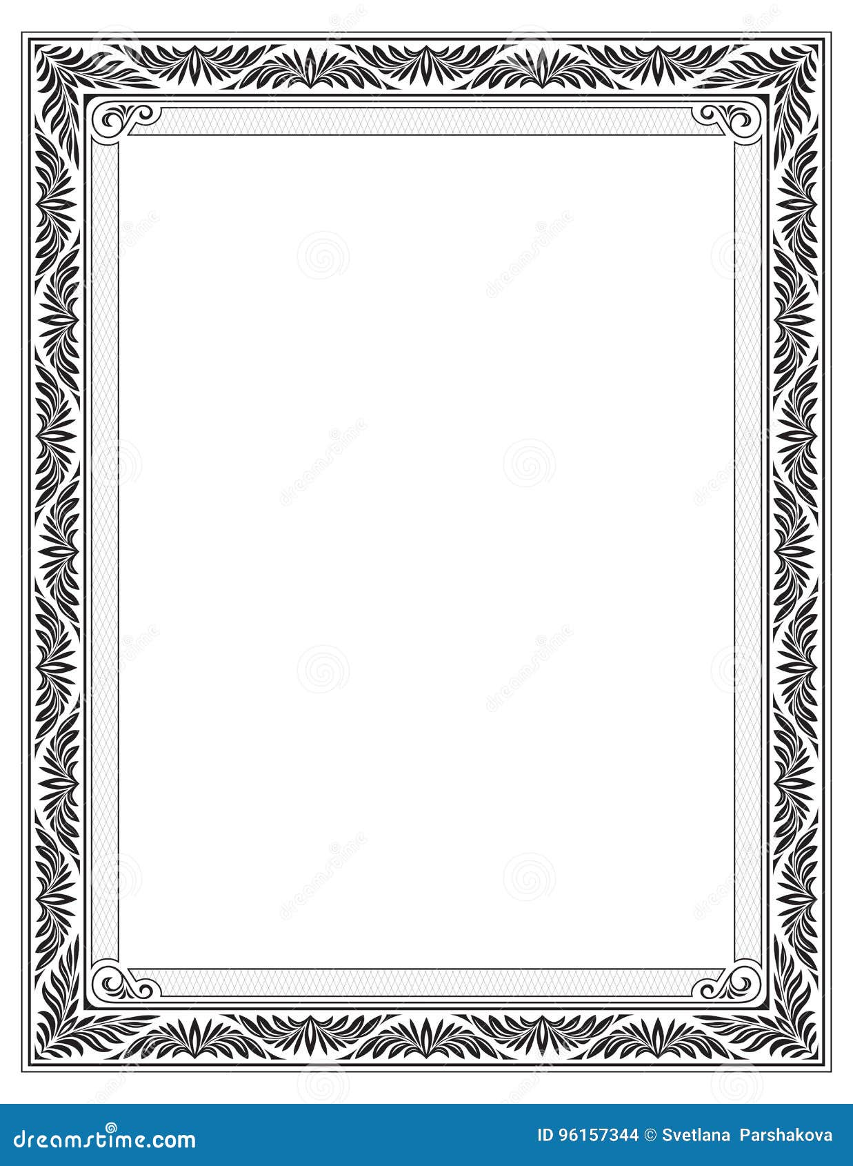 Ornate Rectangular Black Frame for Page Decoration, Title, Card, Label ...