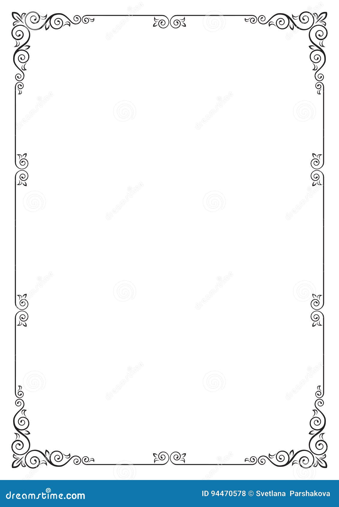 Ornate Rectangular Black Frame for Page Decoration, Title, Card, Label ...