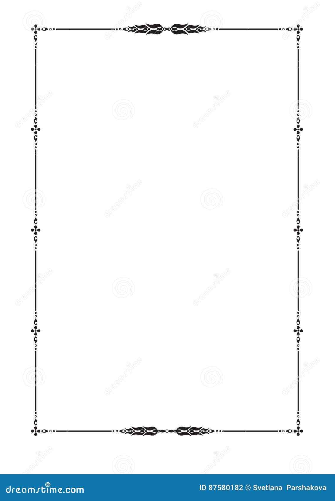 Ornate Rectangular Black Frame, A4. Stock Vector - Illustration of ...